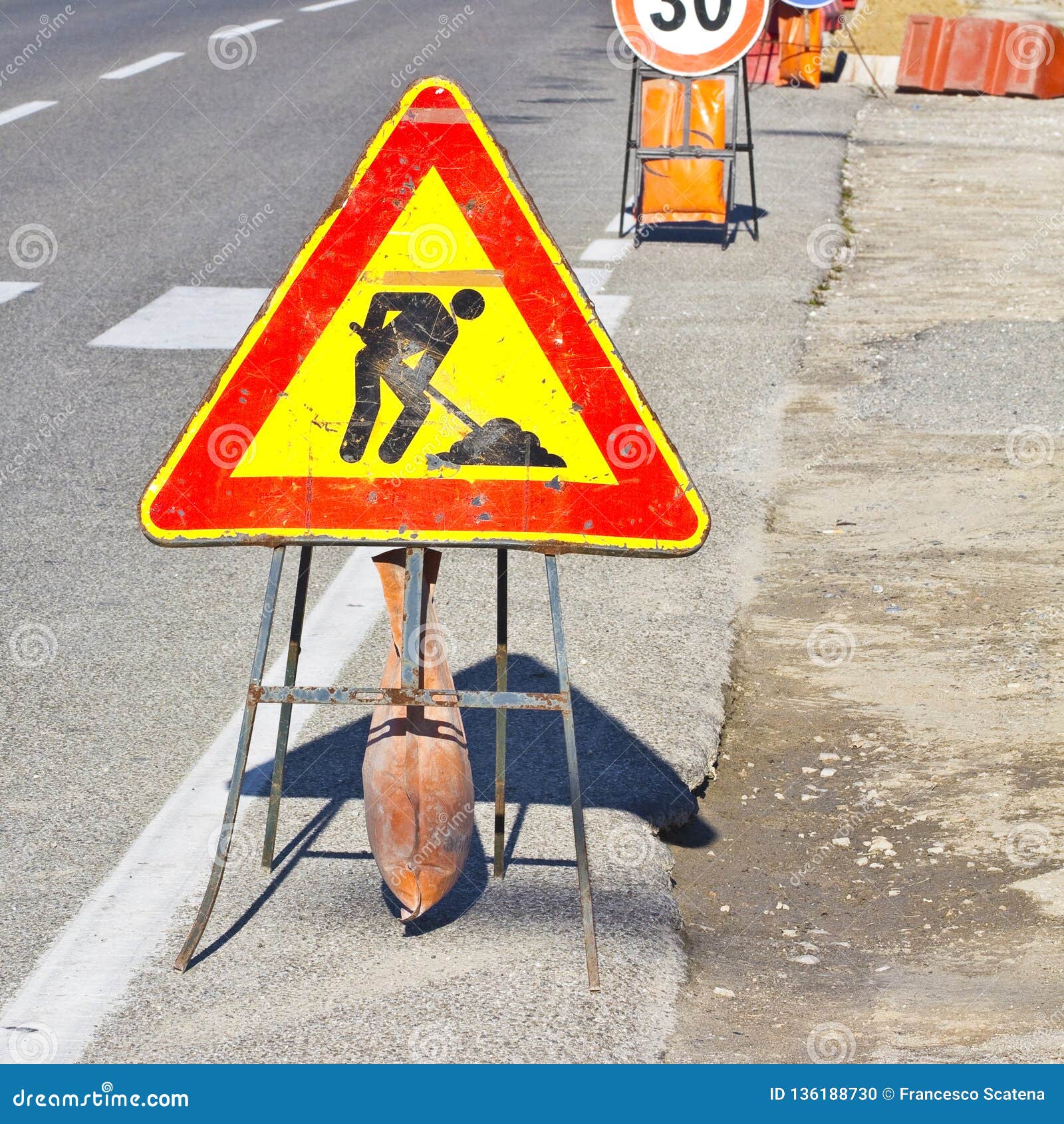 Hurdles In The Construction Site During The Roadworks Royalty-Free ...