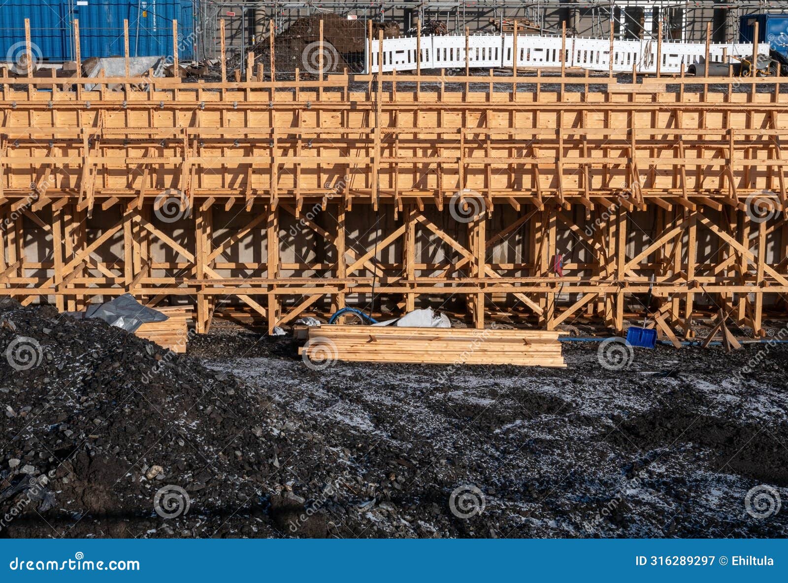 Timber Formwork With Metal Reinforcement For Pouring Concrete And ...