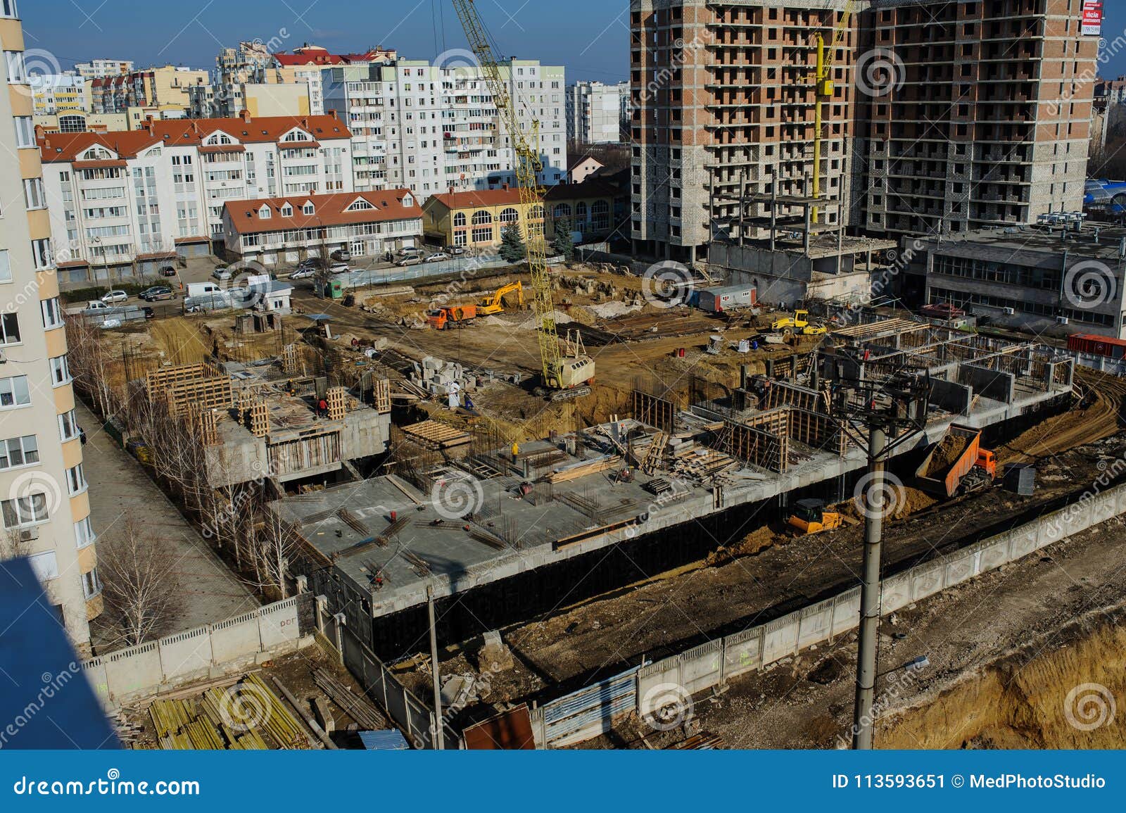Construction Site from Top View Editorial Photo - Image of industrial ...