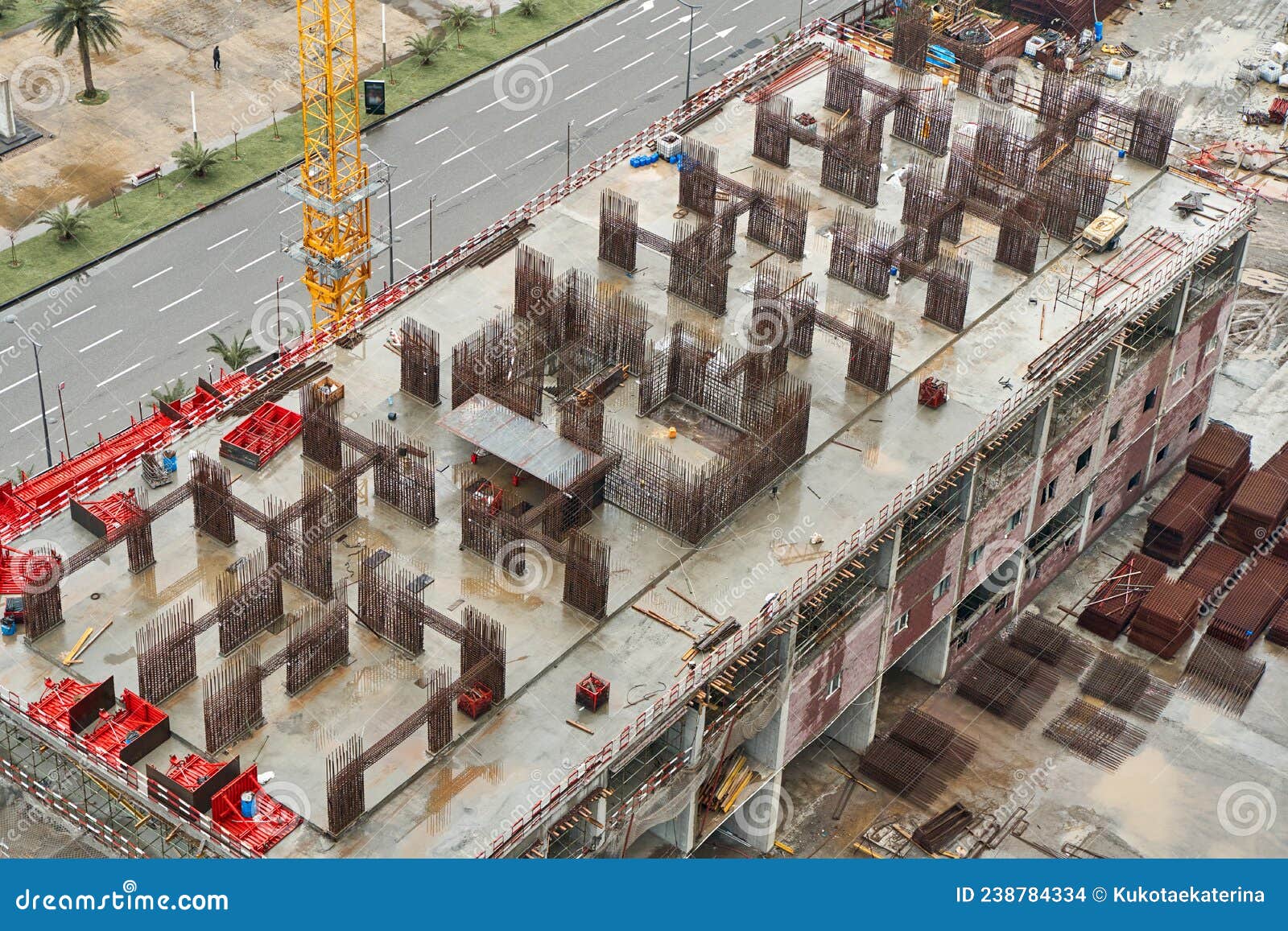 Construction Site Top View. Early Stage of the Construction of a High ...