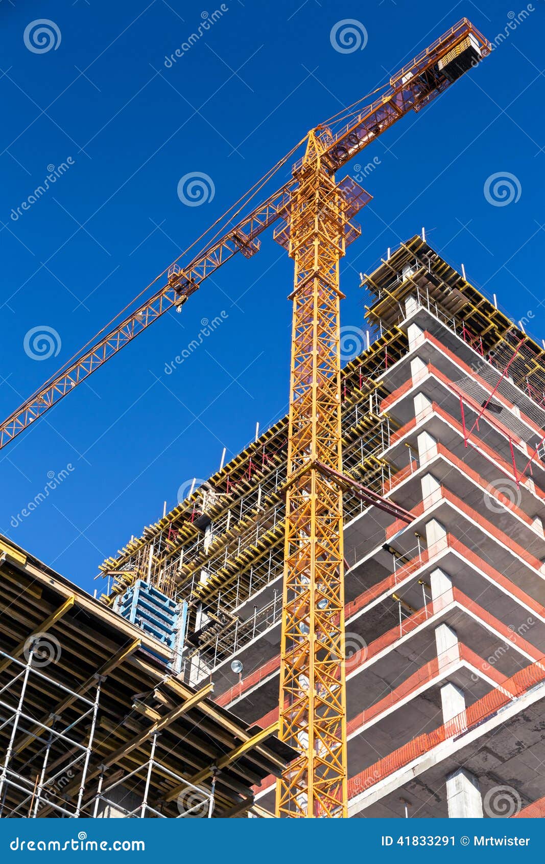 Construction Site with Tower Crane Stock Image - Image of reinforcement ...