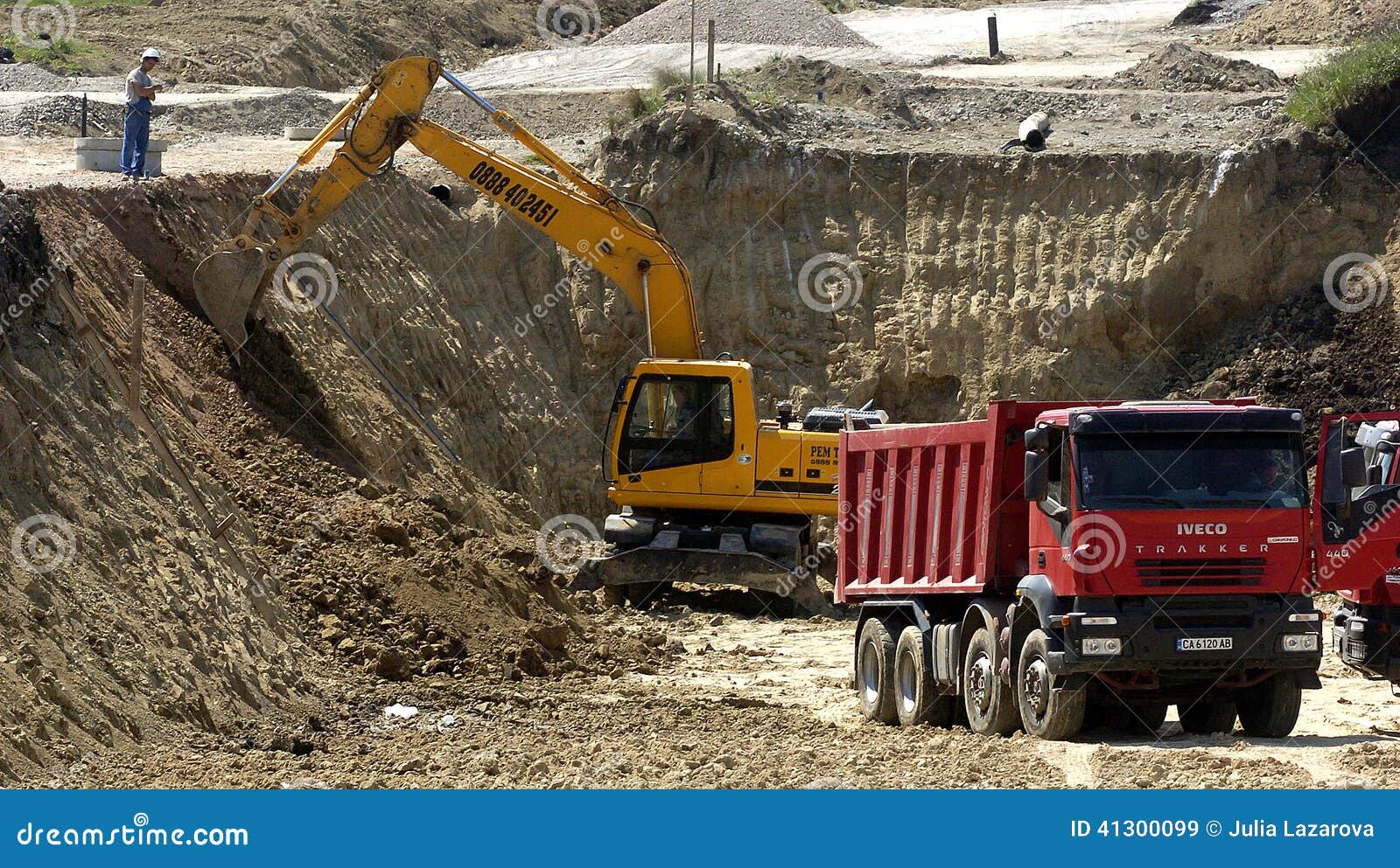 Construction Site with Tractors and Dump Truck Editorial Stock Image ...