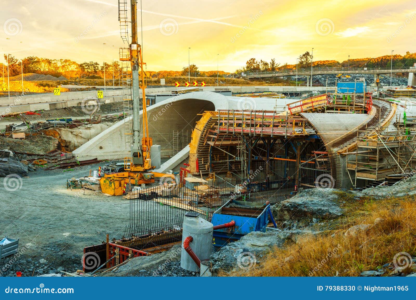 The Construction Site of the Tunnel Stock Photo - Image of build, busy ...