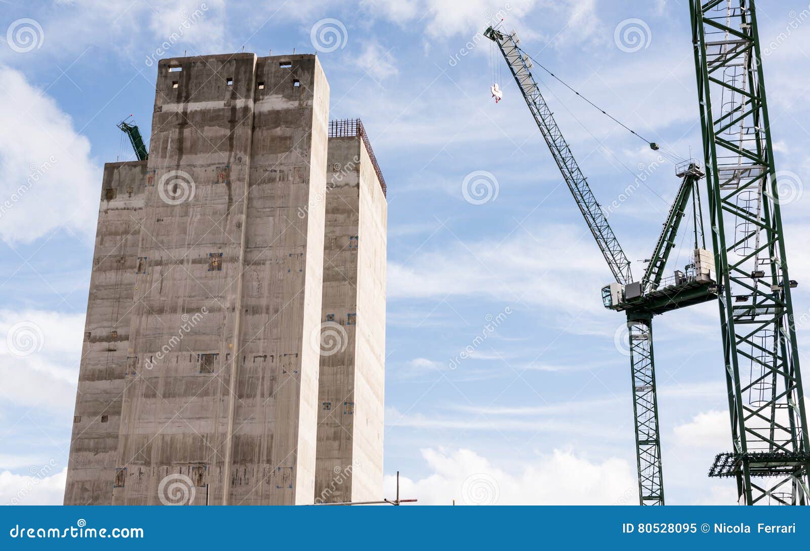 Construction Site with Two Big Cranes and Concrete Core Stock Image ...