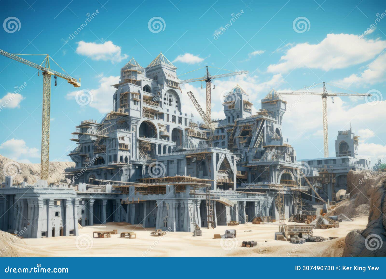 A Construction Site with Unfinished Architectural Landmarks Taking ...