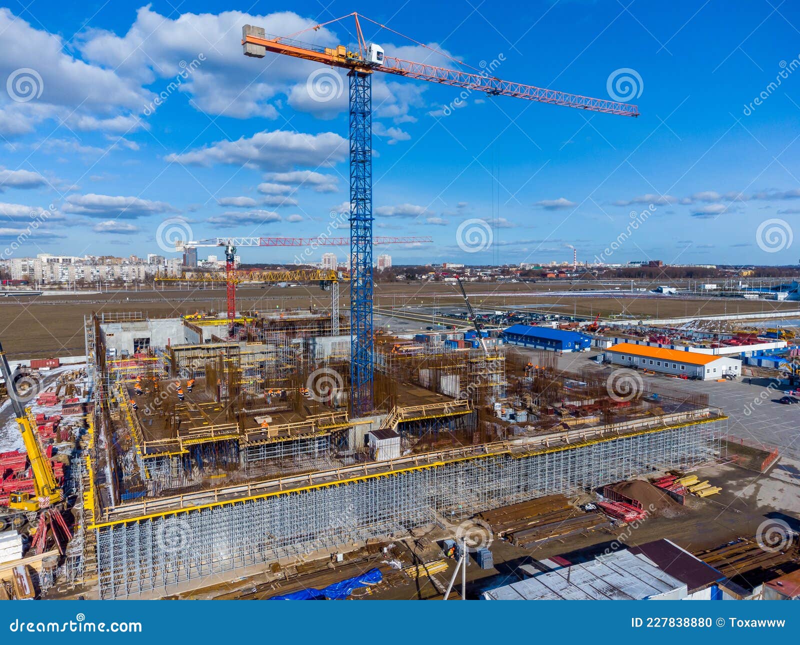 Construction Site with Unfinished Building Stock Photo - Image of ...