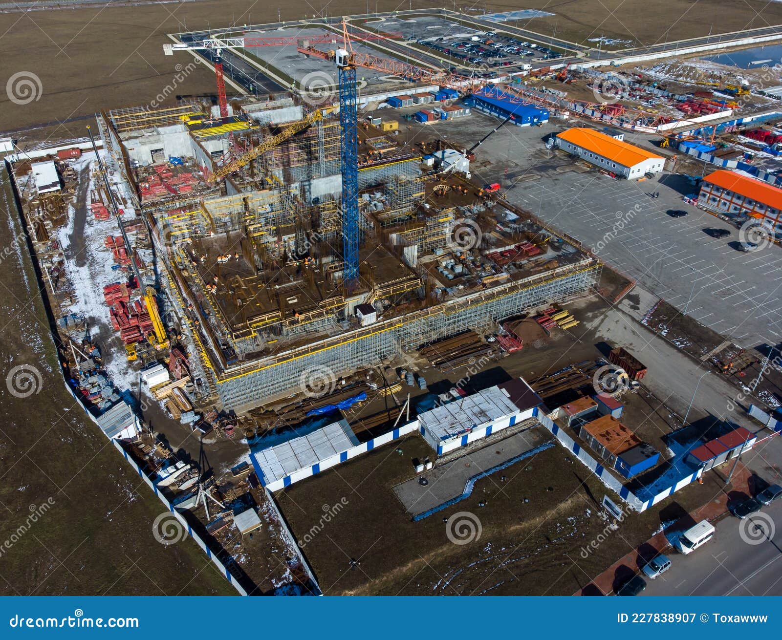 Construction Site with Unfinished Building Stock Image - Image of house ...