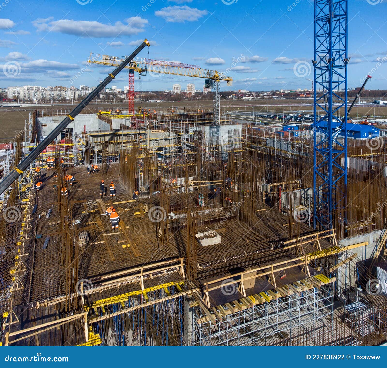 Construction Site with Unfinished Building Stock Photo - Image of ...