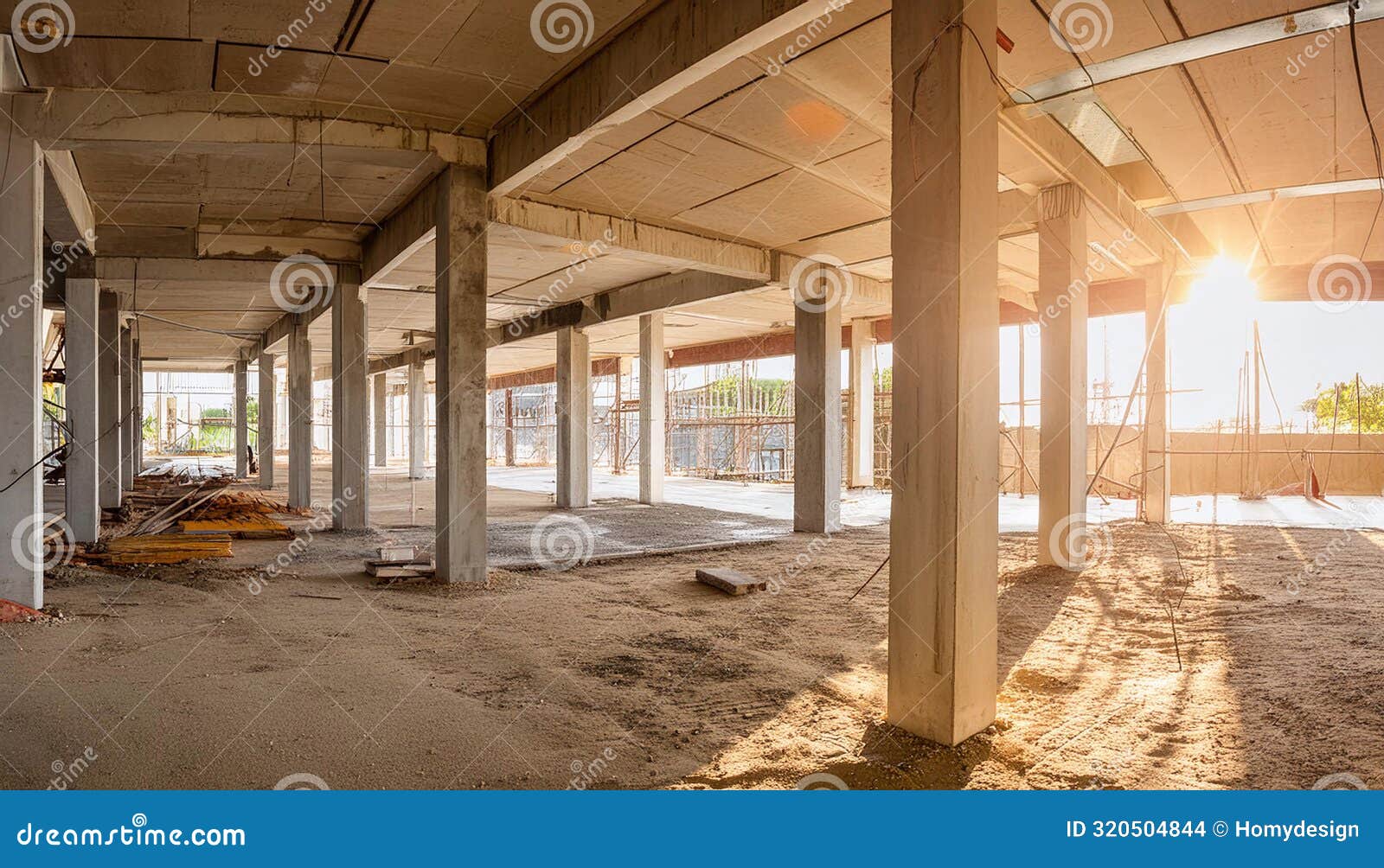 Construction Site, Unfinished Building, Concrete Pillars, Exposed ...