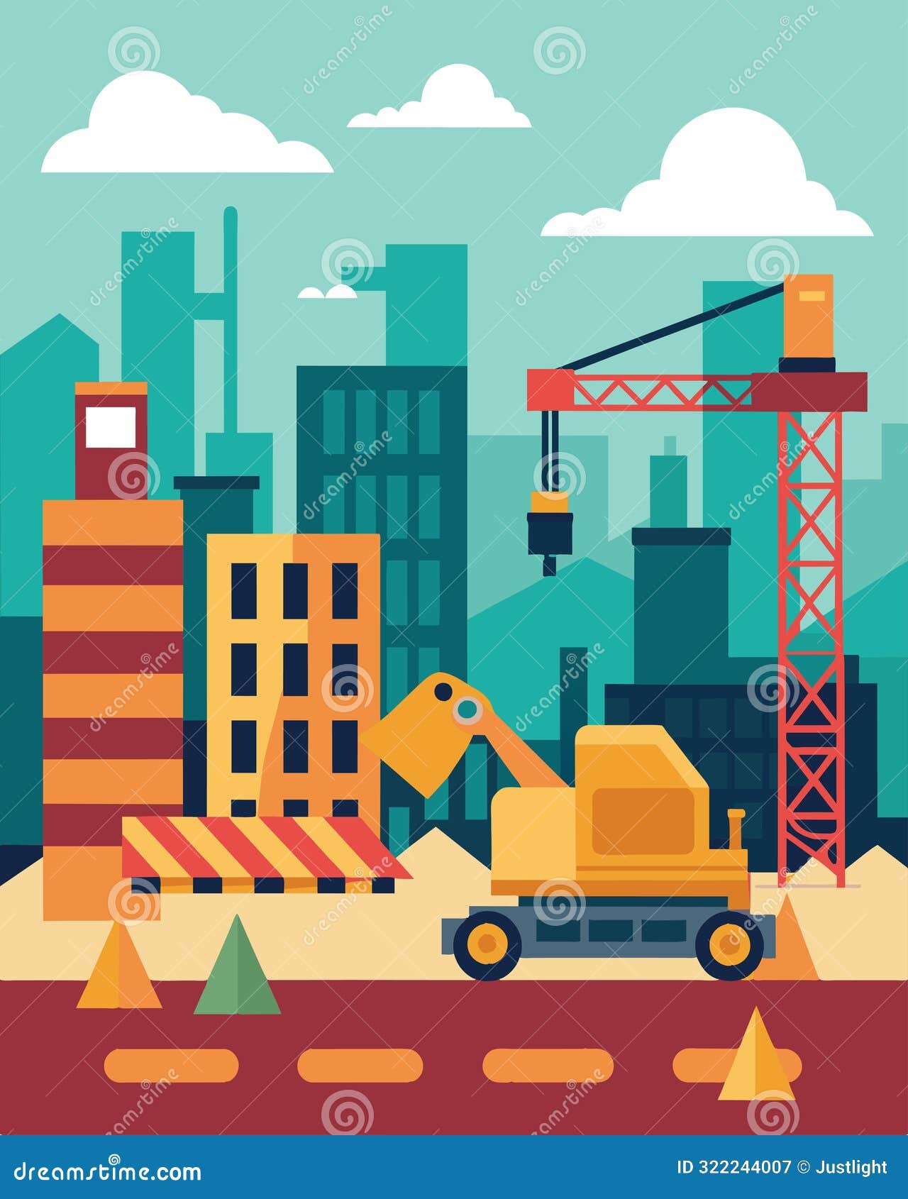 A Construction Site with Unfinished Buildings and Unmoving Machinery a ...