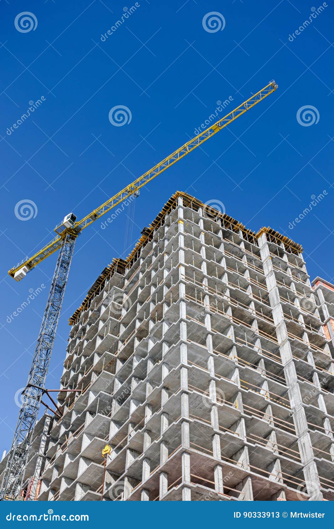 Construction Site with Unfinished Residential Building and Tower Stock ...