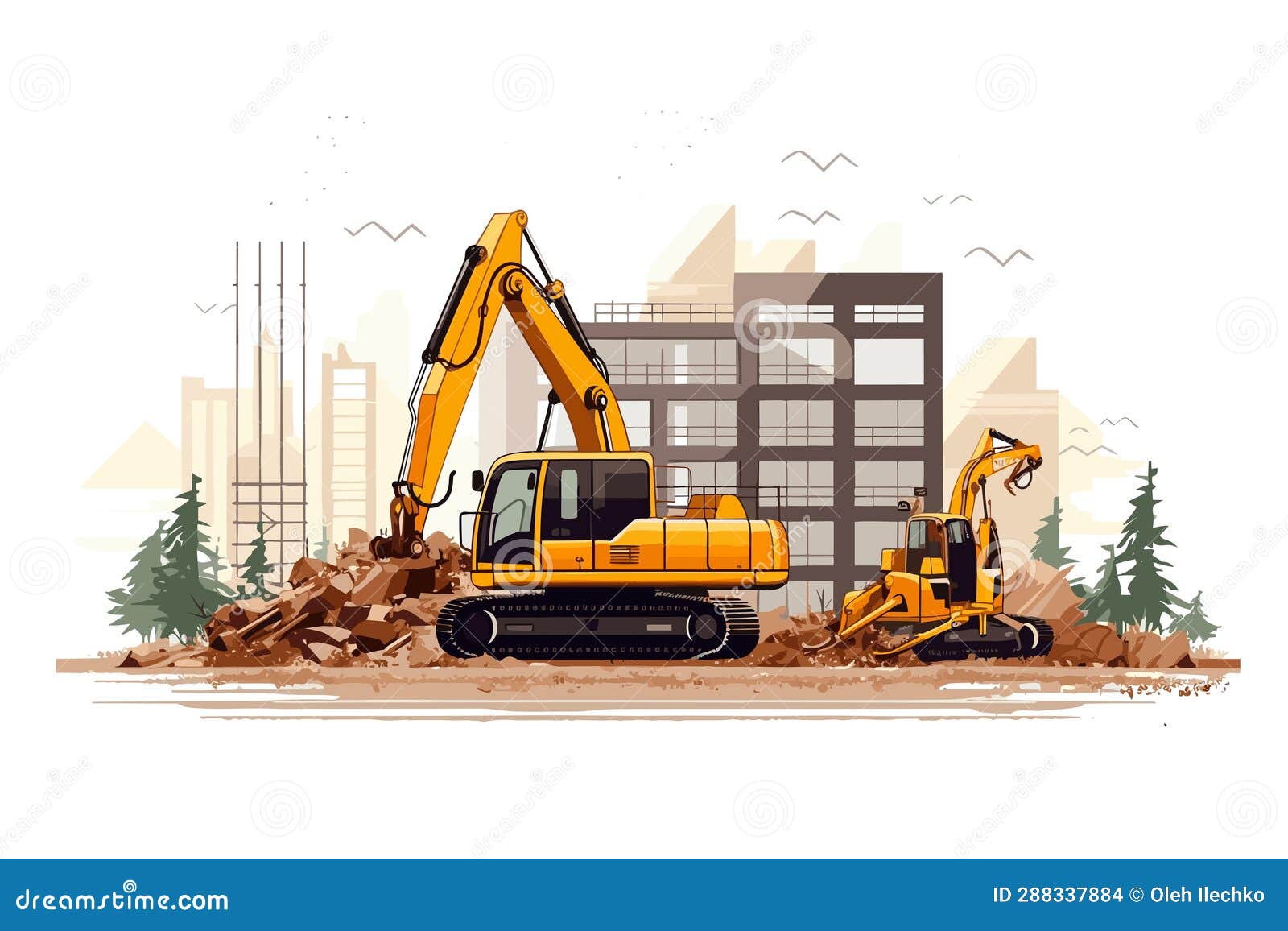 Construction Site Vector Flat Minimalistic Isolated Illustration Stock Vector - Illustration of ...
