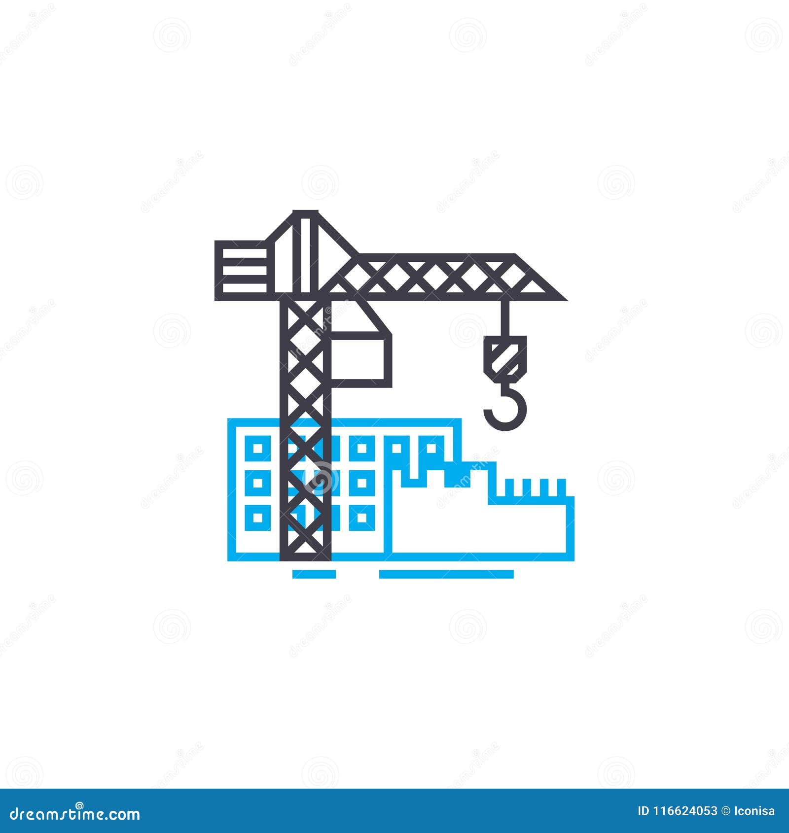 Construction Site Vector Thin Line Stroke Icon. Construction Site ...