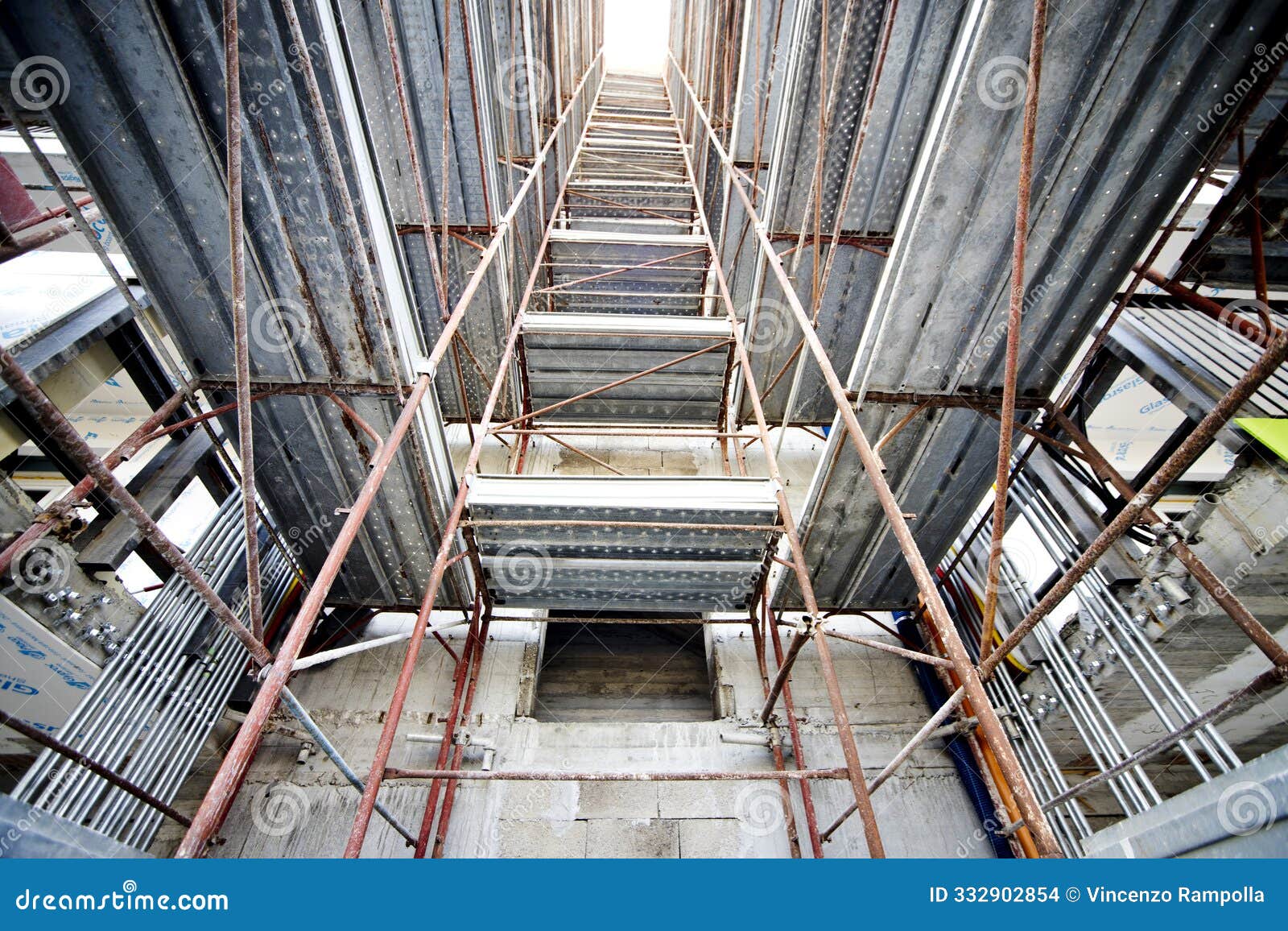 Construction Site, View of Scaffolding Stock Photo - Image of ...