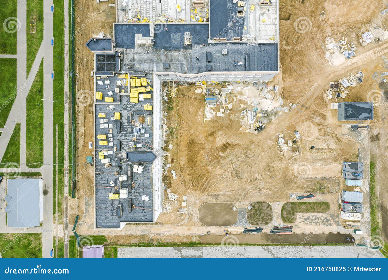 Construction Site Viewed from Above Stock Image - Image of cement ...