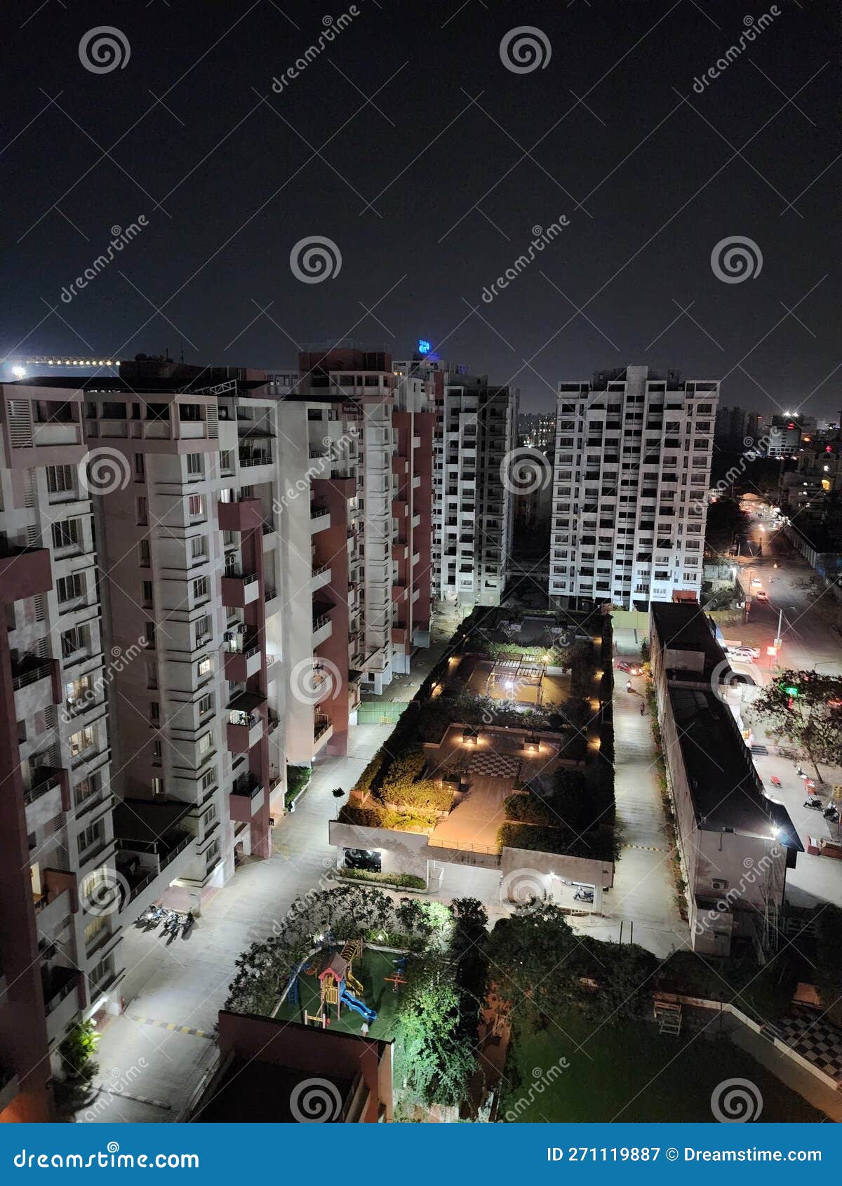 Construction Site at Wakad Pune Stock Image - Image of night ...