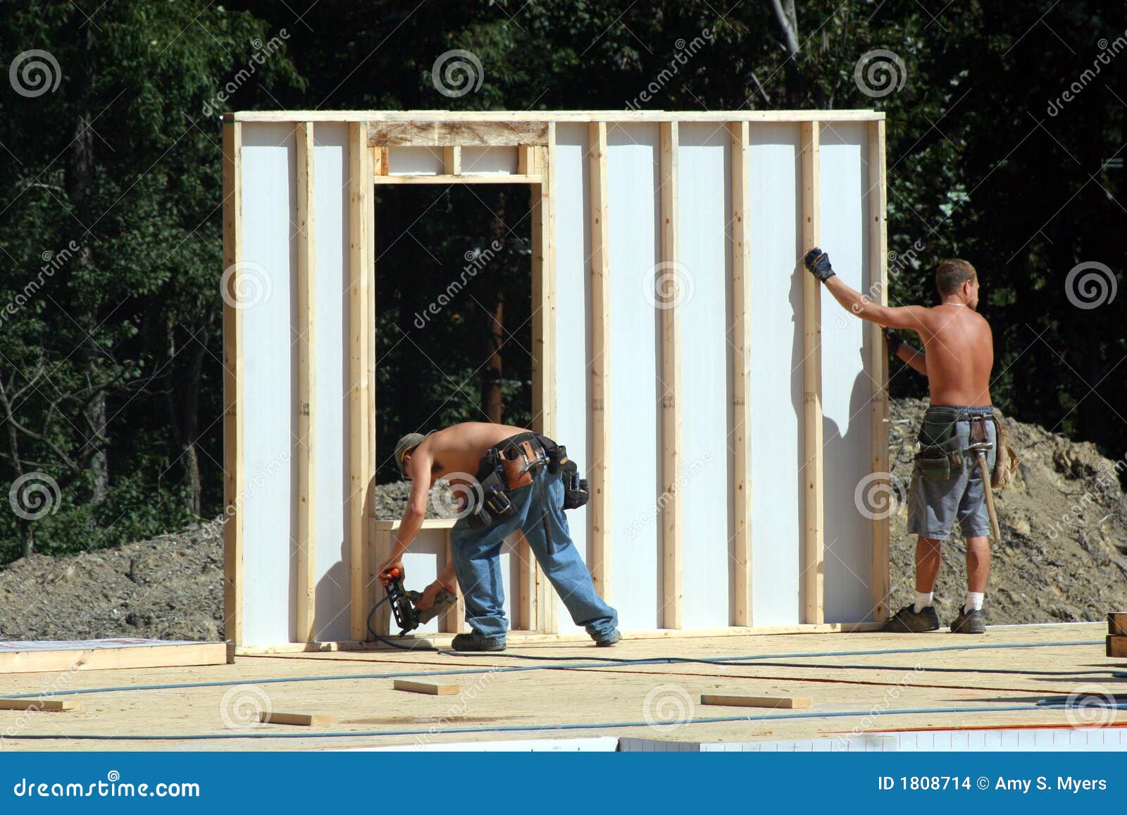 Construction Site - Wall Going Up Stock Photo - Image of improvement ...