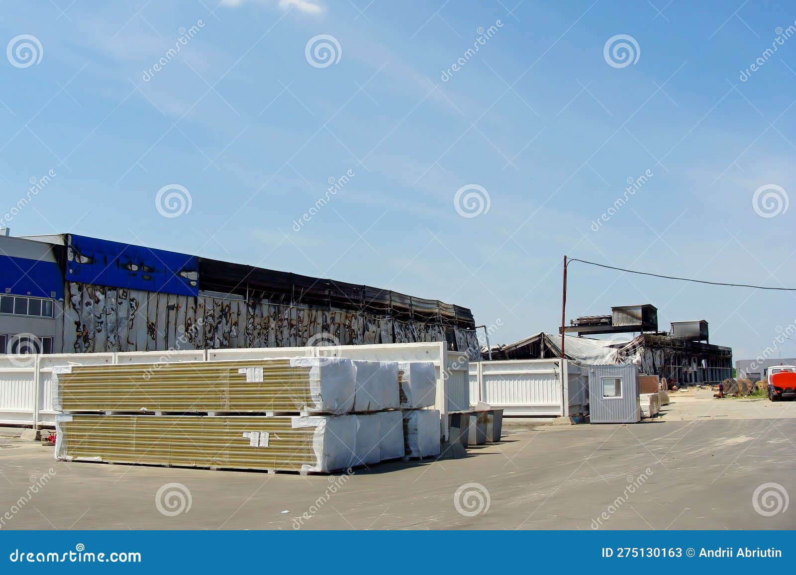 Burnt Structures Of The Metal Frame Of An Industrial Building After A ...