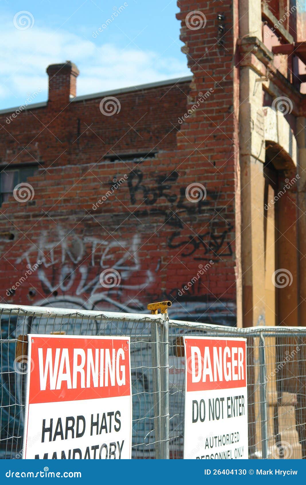 Construction Site Warning and Danger Signs Stock Photo - Image of ...