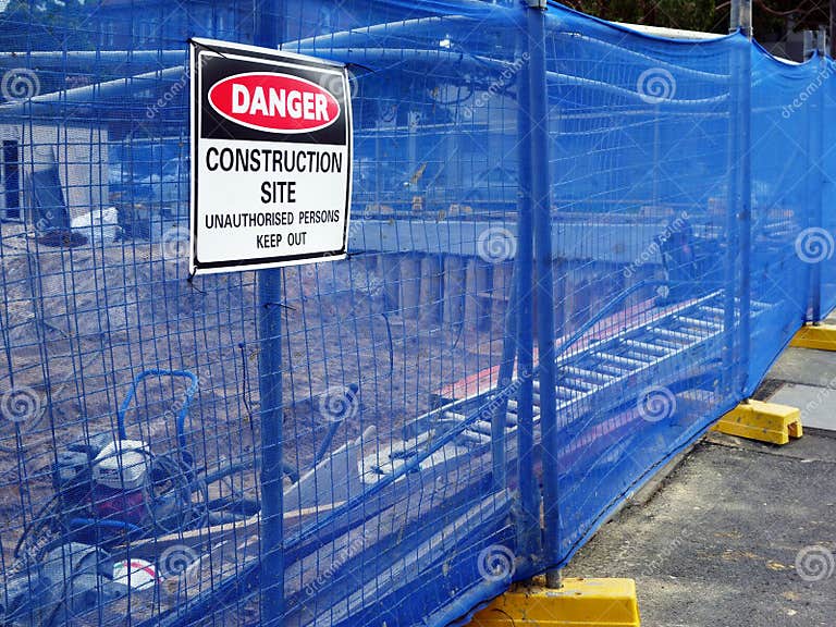 Construction Site Warning Sign Stock Photo - Image of danger ...