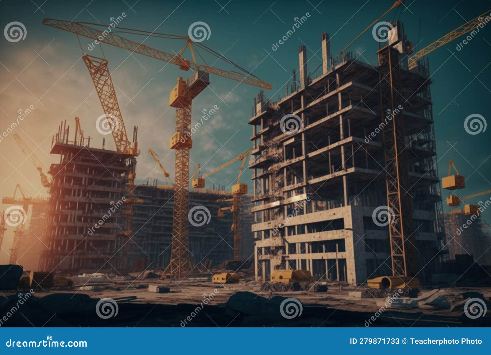 Construction Site Where a Building Under Construction is in Progress ...