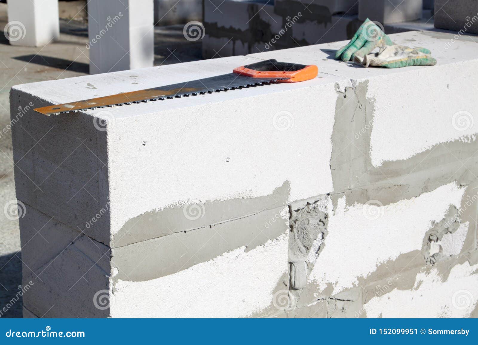 Construction Site on Which the Walls are Built of Gas Concrete B Stock ...