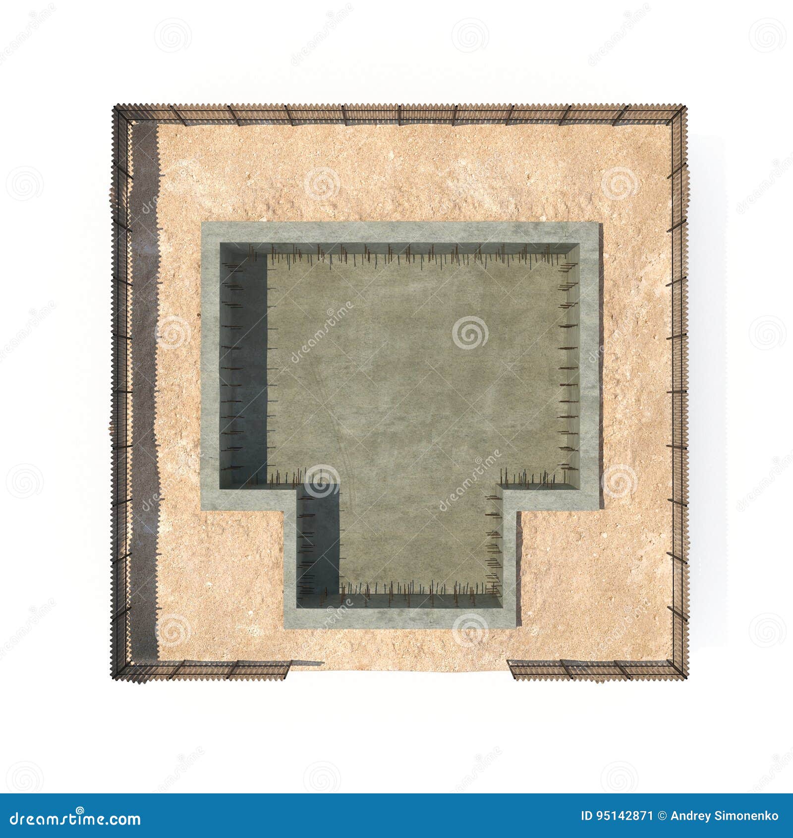 Construction Site on White. Top View. 3D Illustration Stock ...