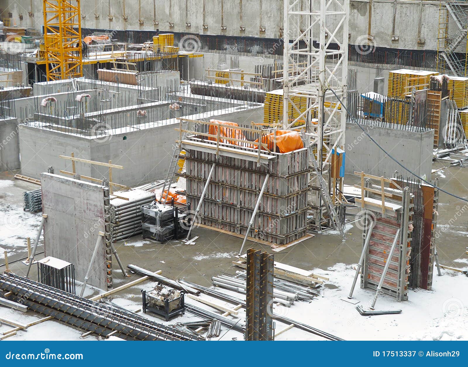 Construction Site in Winter Stock Image - Image of architecture ...