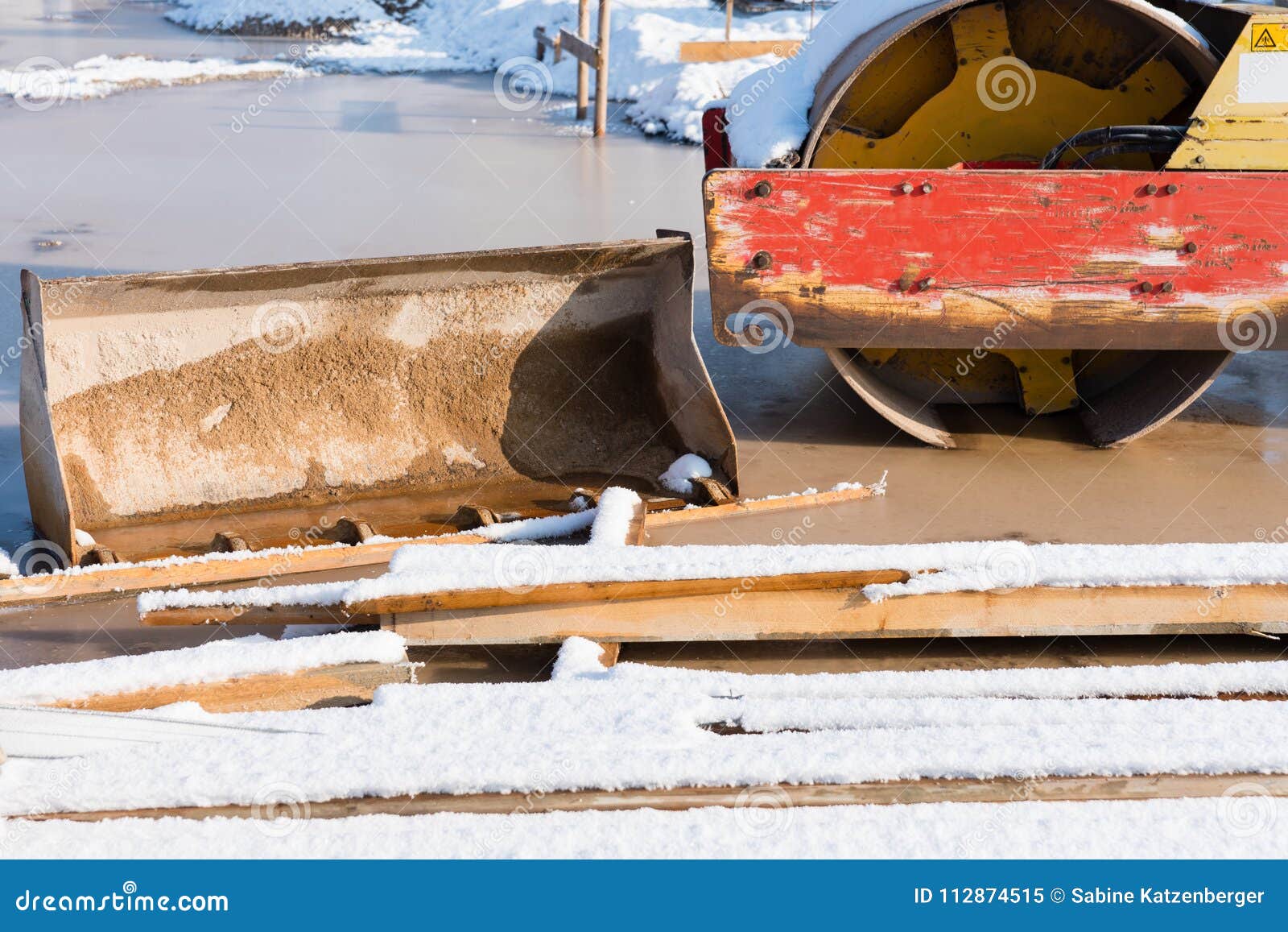 Construction Site in Winter Stock Image - Image of loader, material ...
