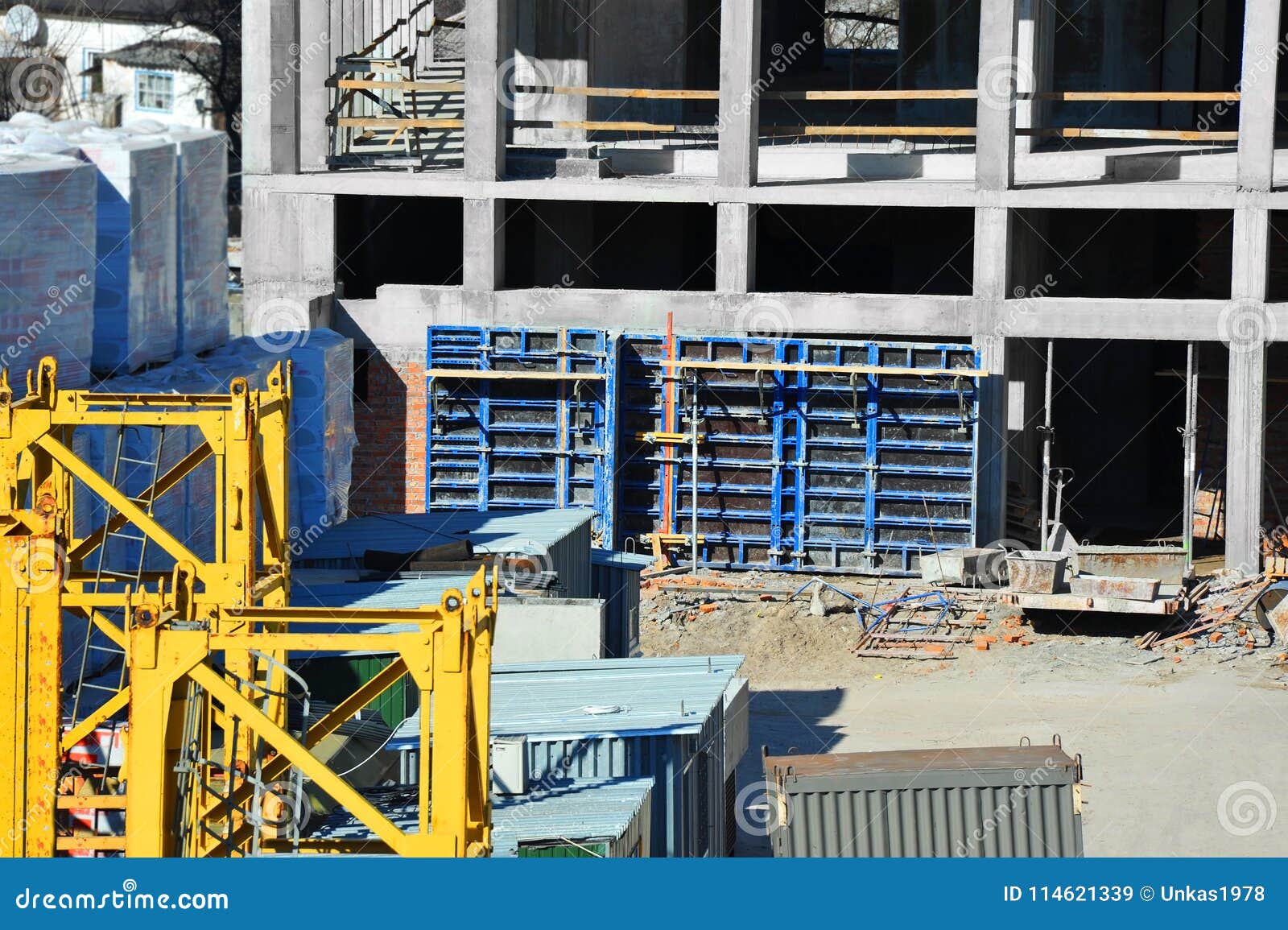 Construction site work stock image. Image of concrete - 114621339