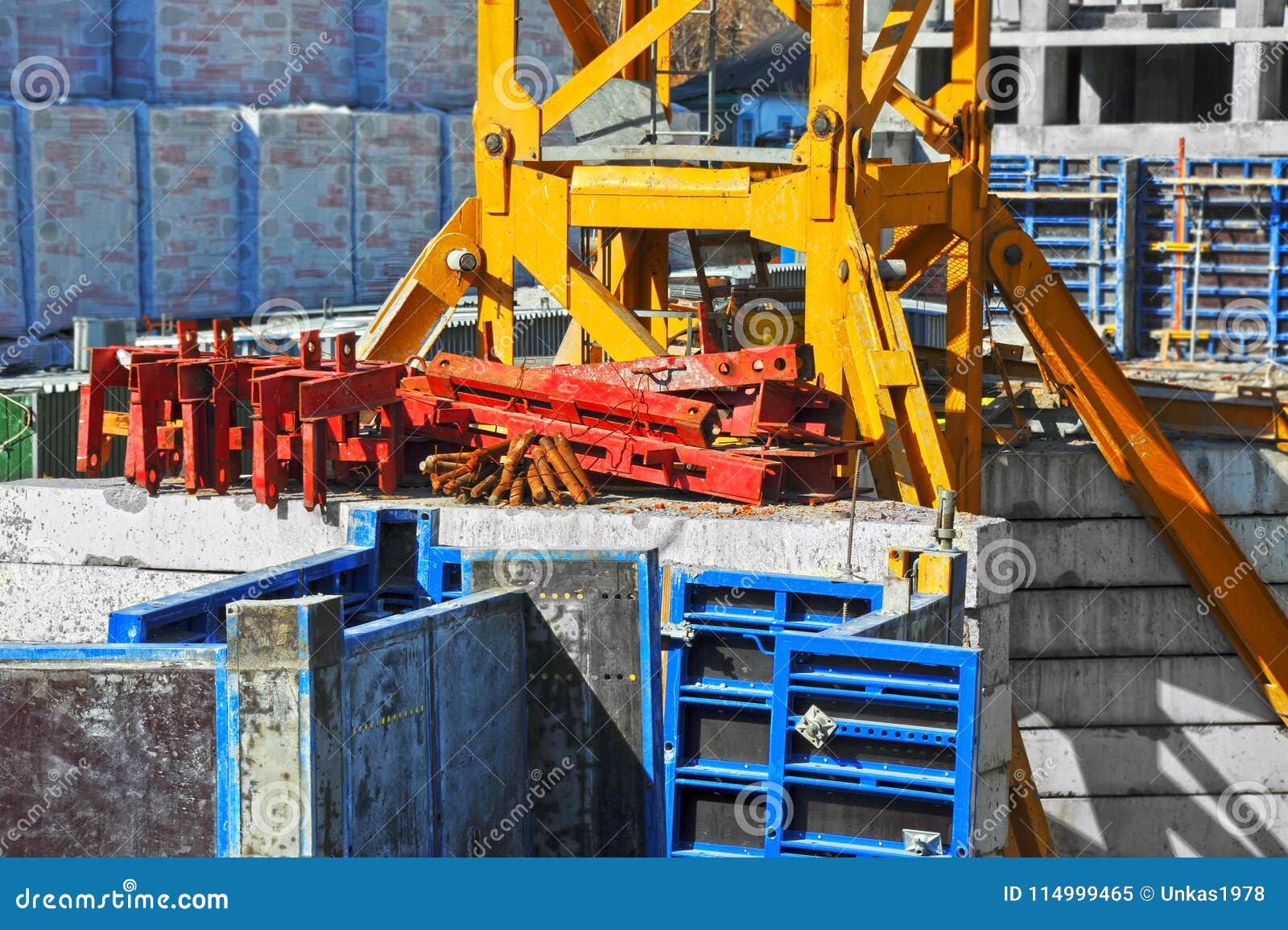 Construction site work stock image. Image of formwork - 114999465
