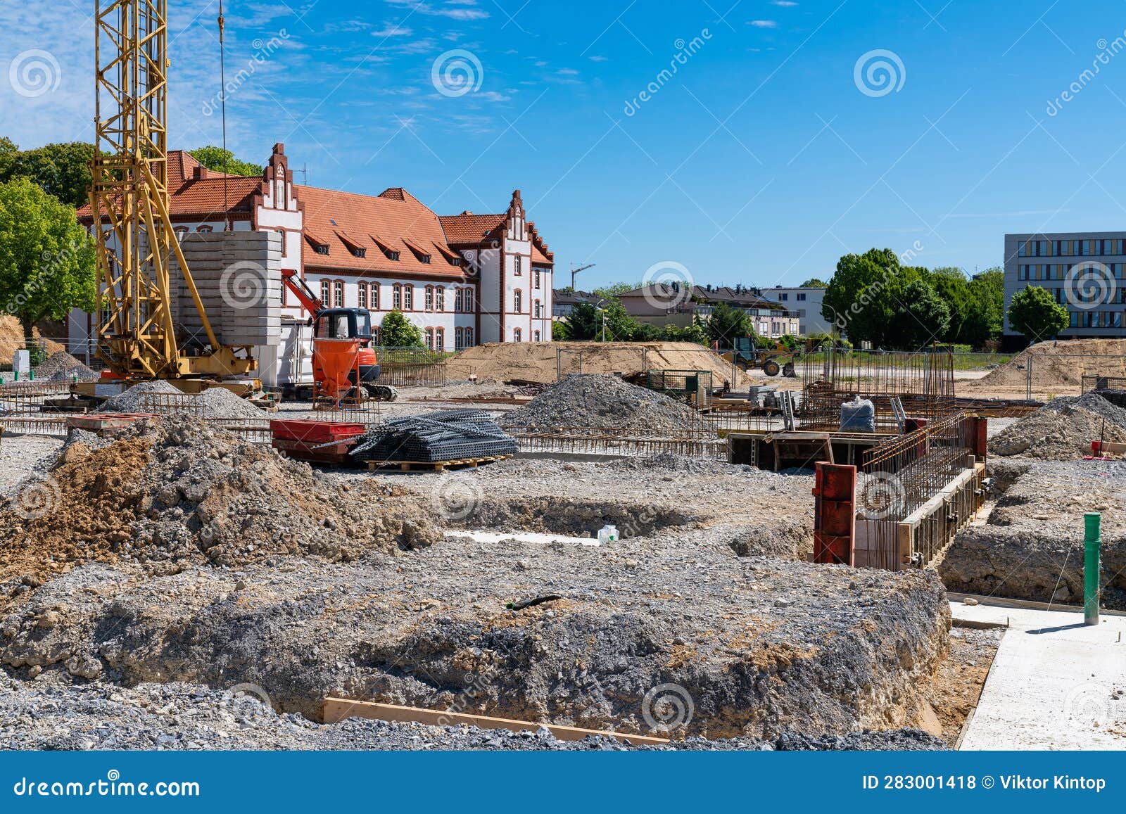 Construction Site with Work on the Construction of the Foundation ...
