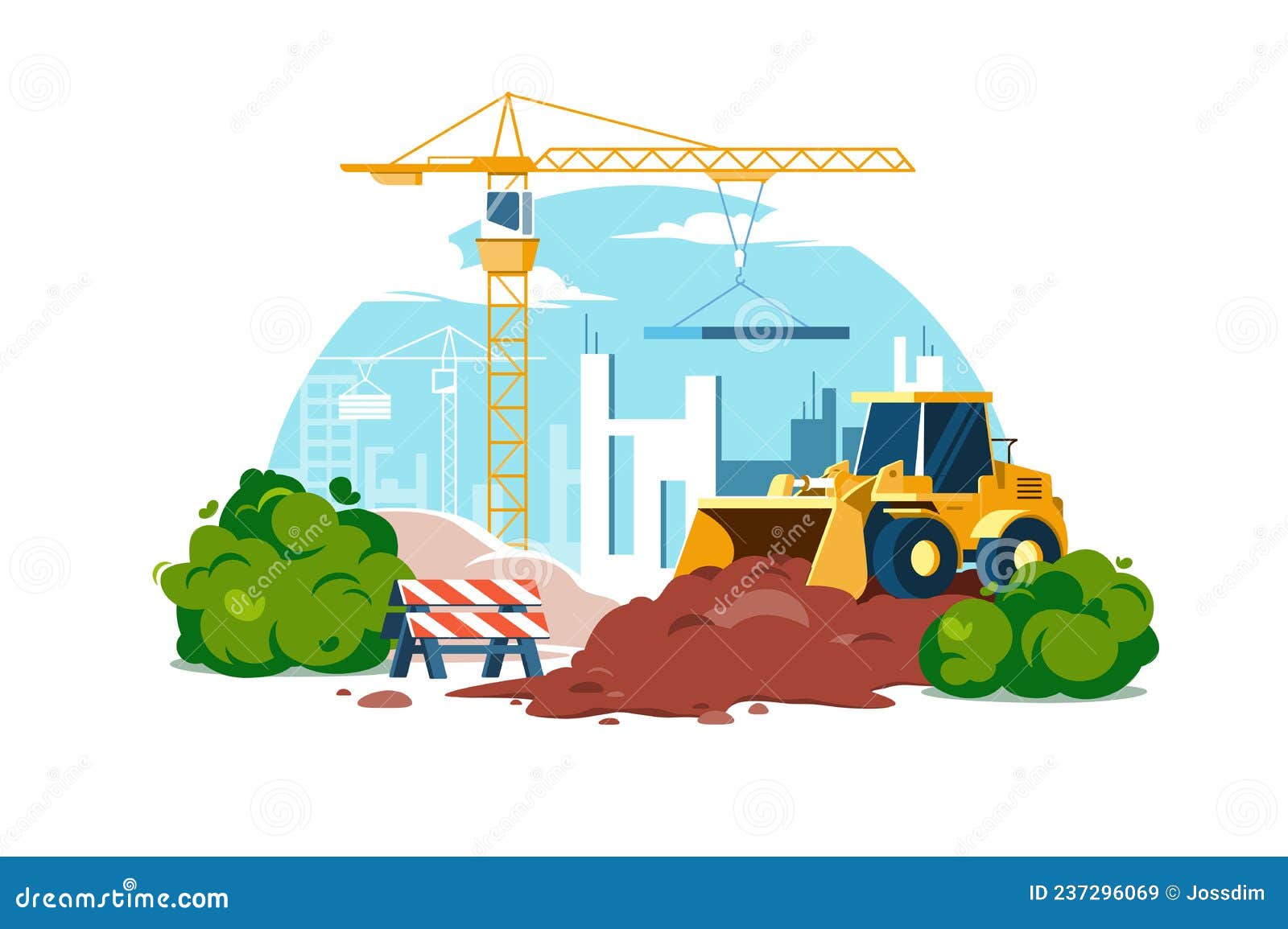 Construction Site Work in Progress with Machines Stock Vector ...