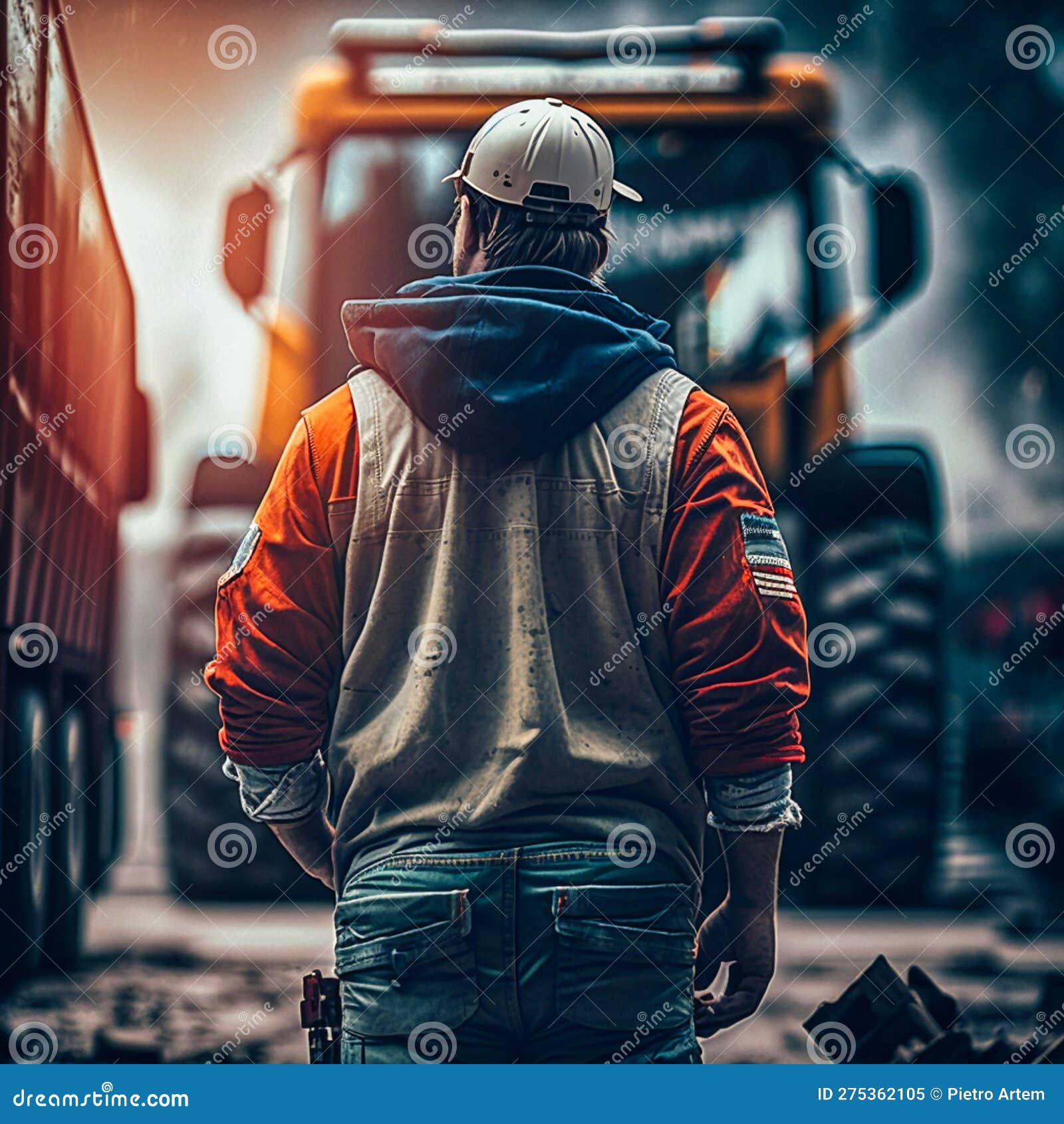 Construction Site Worker from the Back, Generative AI Stock ...
