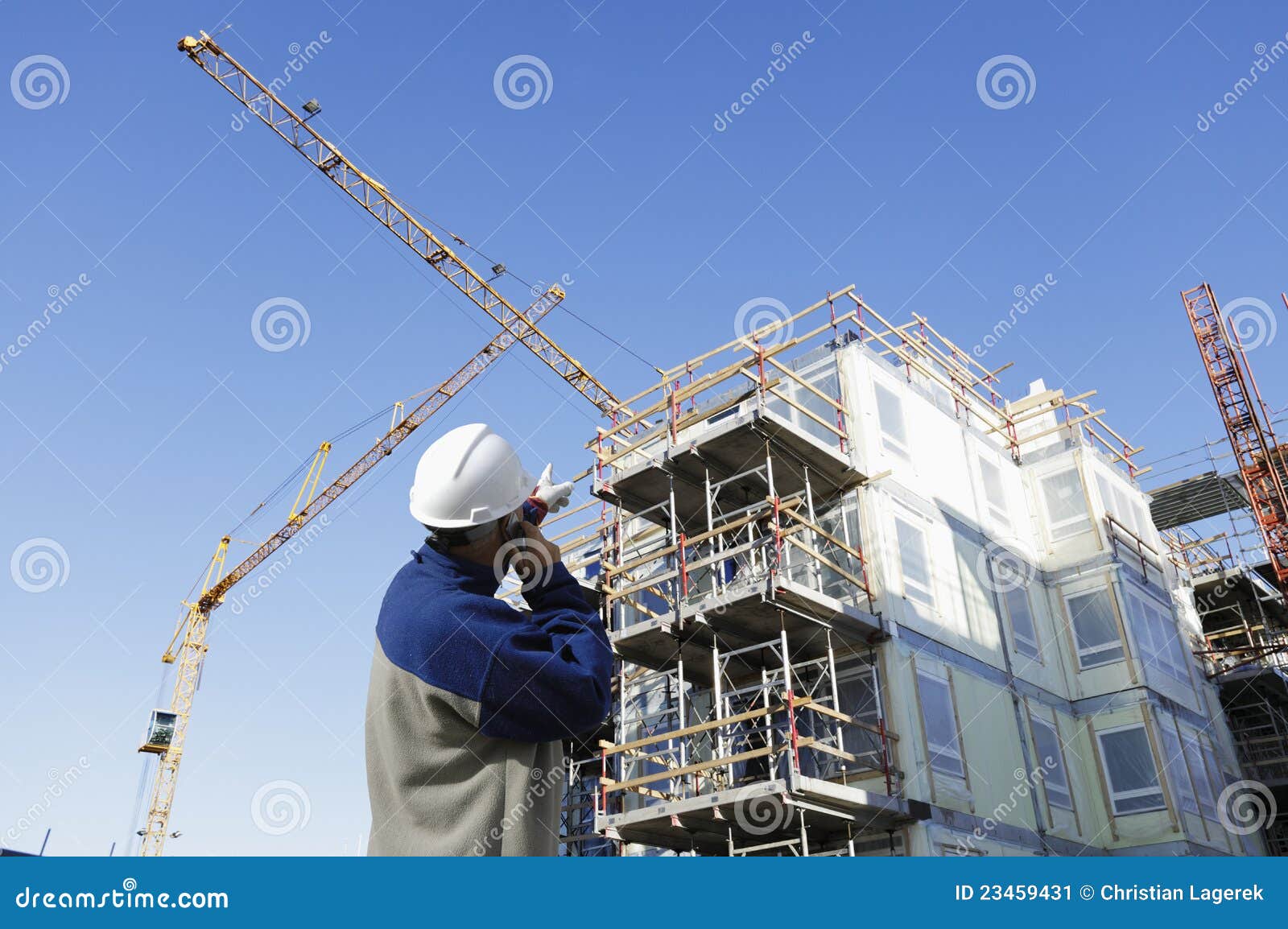 Construction Site with Workers Stock Image - Image of construction ...
