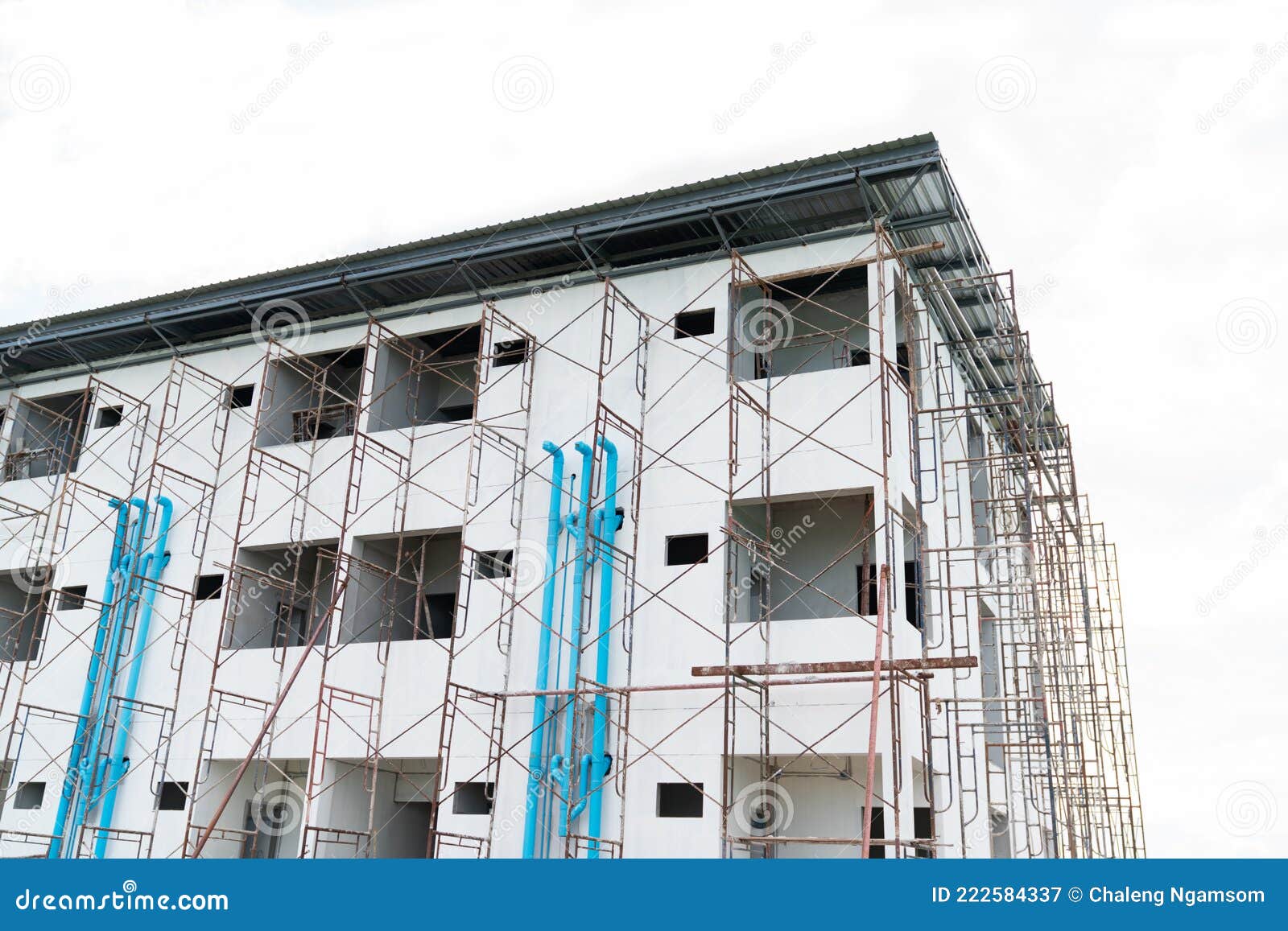 Construction Site, Workers Building Dormitory 3 Floor Stock Image ...