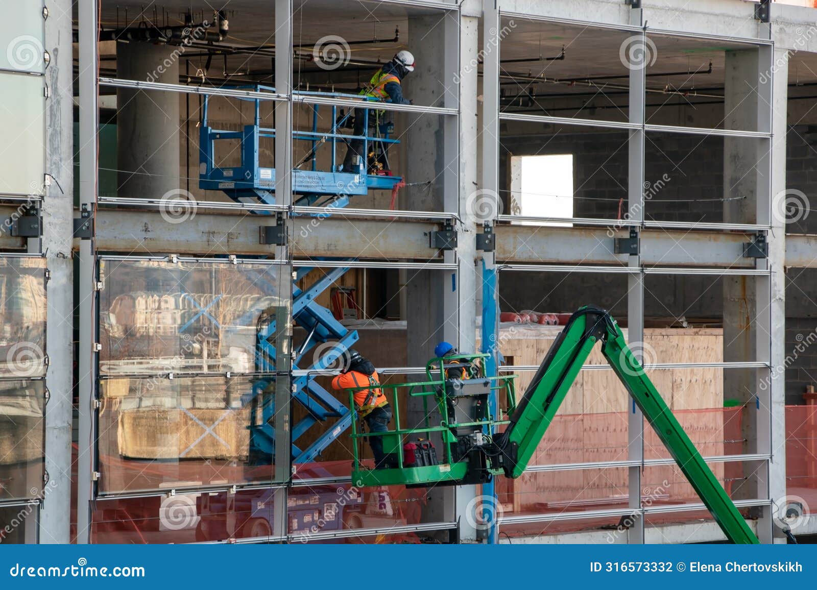 Construction Site Workers, Building Construction, Men at Work. Stock ...