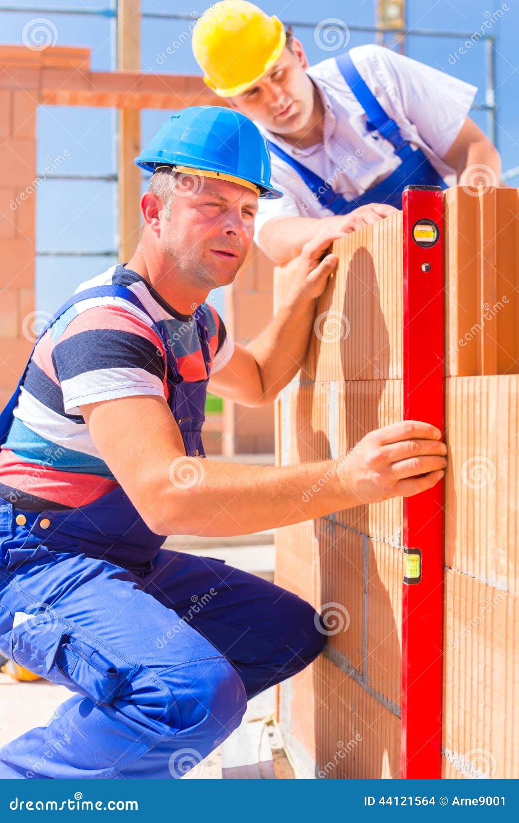 Construction Site Workers Checking Building Shell Stock Photo - Image ...
