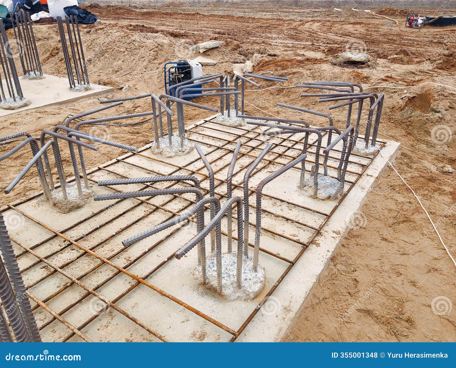 Construction Site Preparation for Industrial Building with Rebar ...