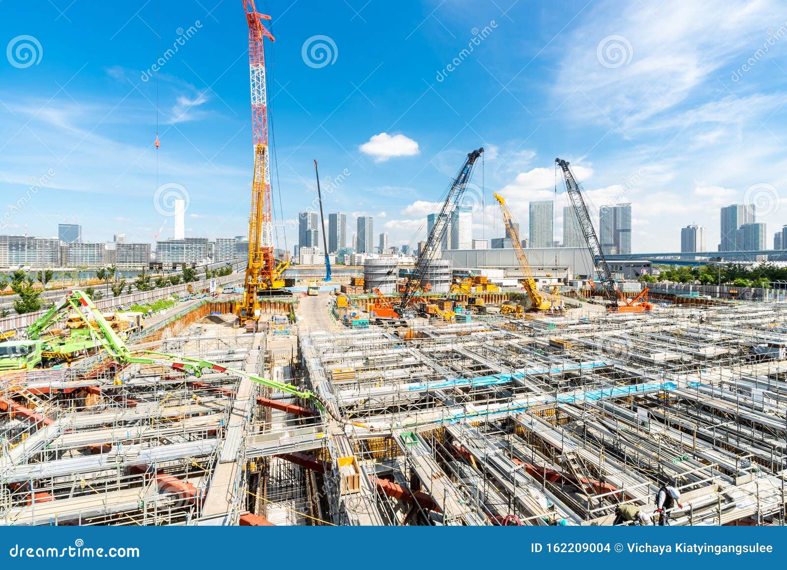 Construction Site Working in Japan Stock Photo - Image of cranes ...