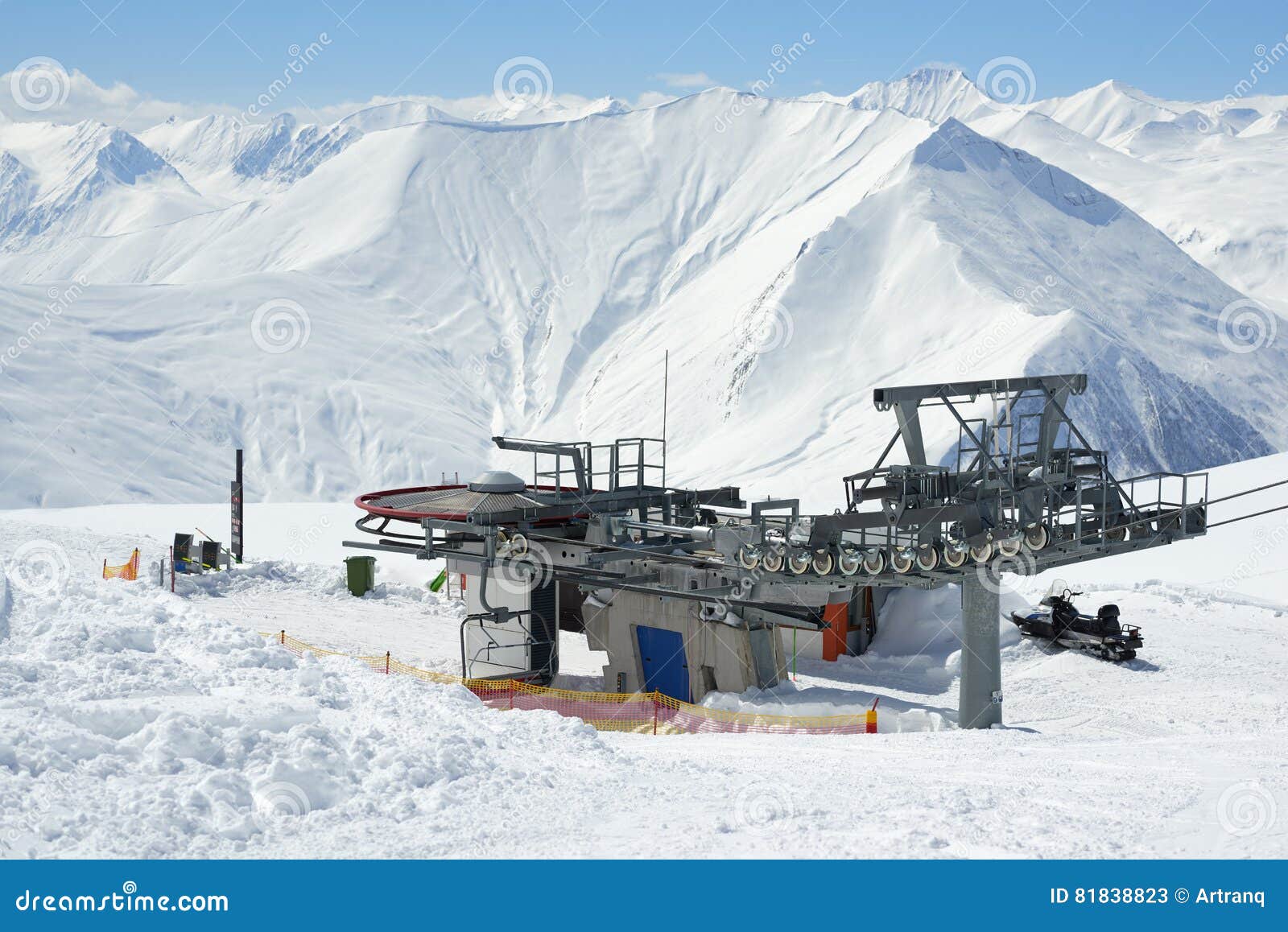 Construction of Ski Lift Mechanism in the Mountains Stock Image - Image ...