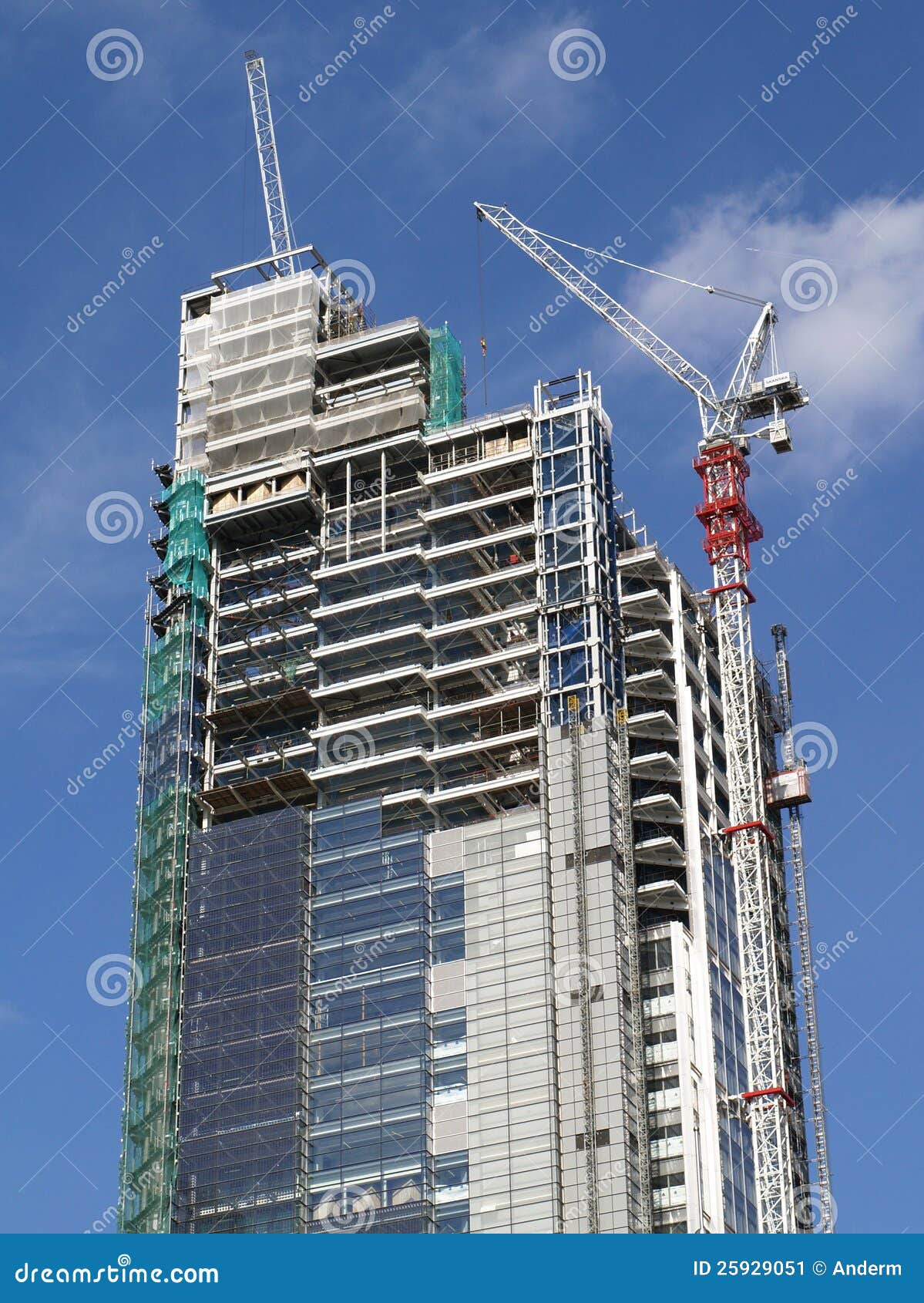 Construction Of A Skyscraper Stock Image - Image of hoist, machinery ...