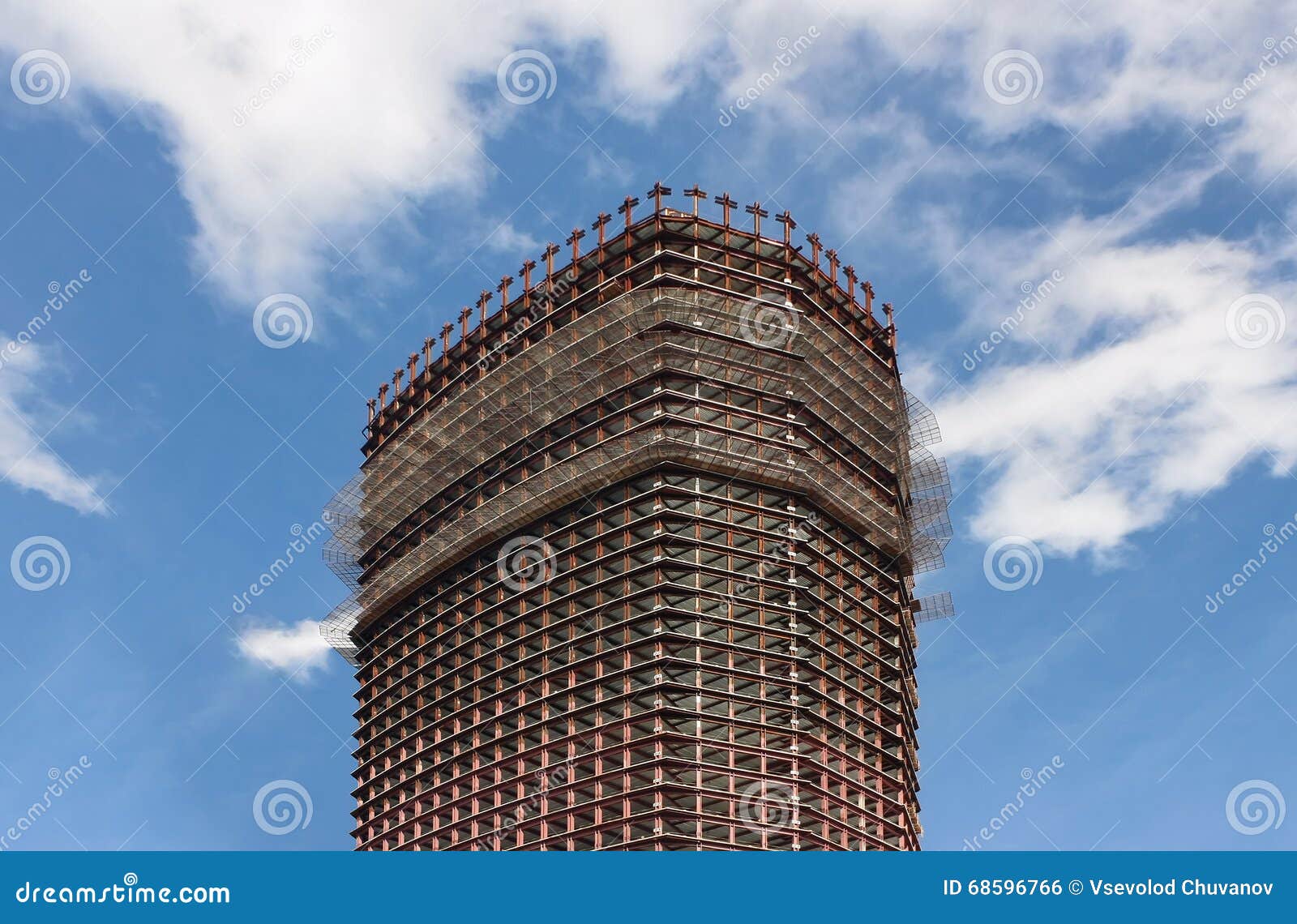 Construction of a Skyscraper. the Frame of the Tower Against the Sky ...