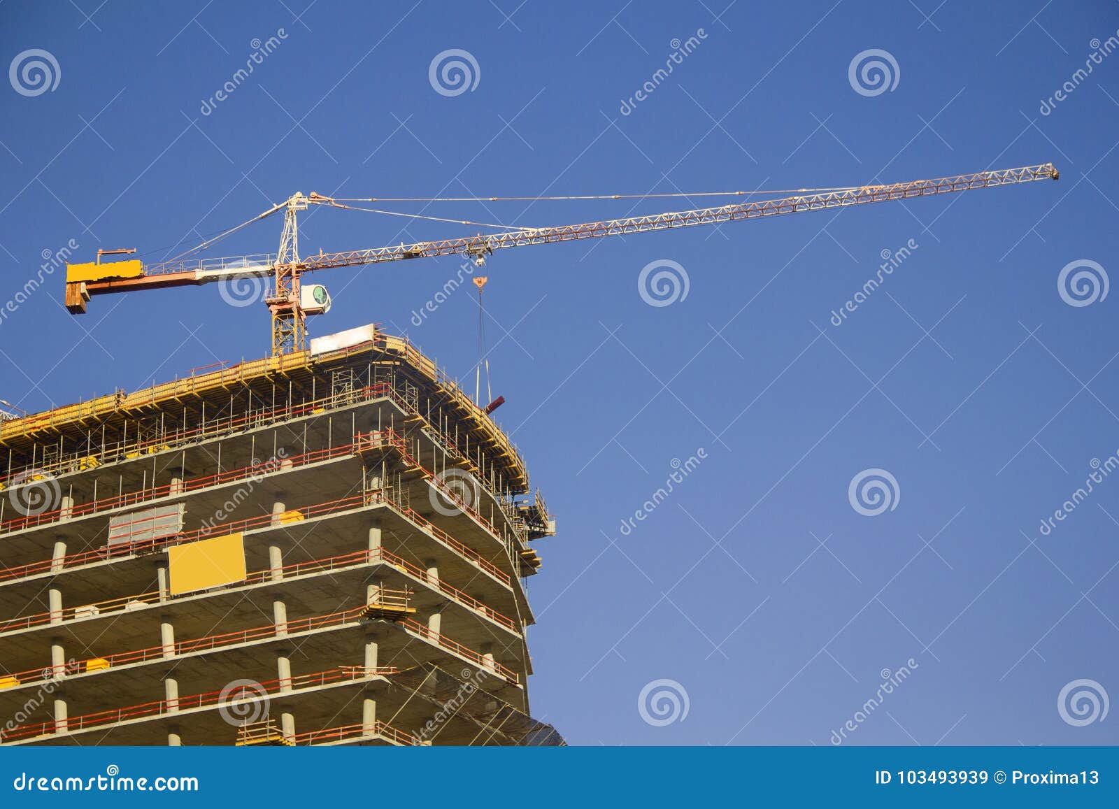 Construction of a Skyscraper with a Tower Crane Stock Image - Image of ...