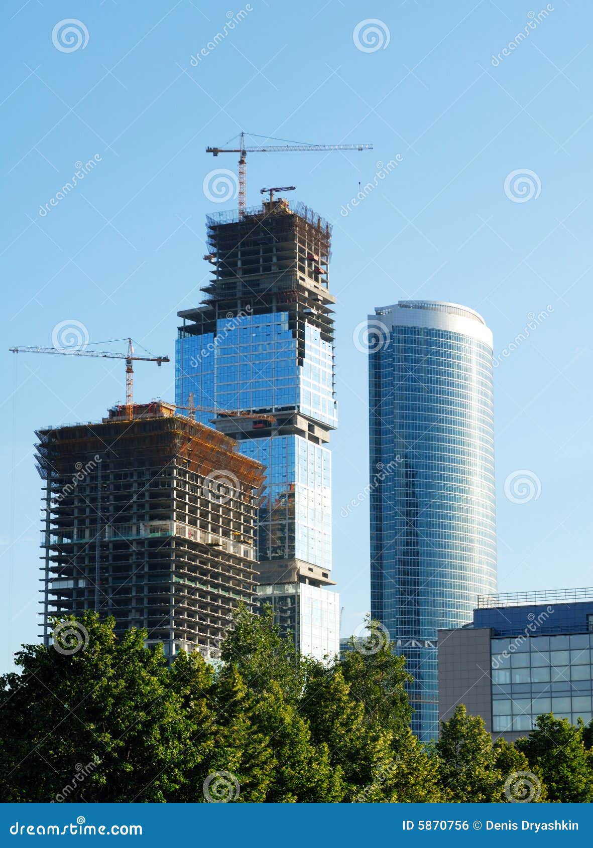 Construction of Skyscrapers. Stock Photo - Image of perspective, cloud ...