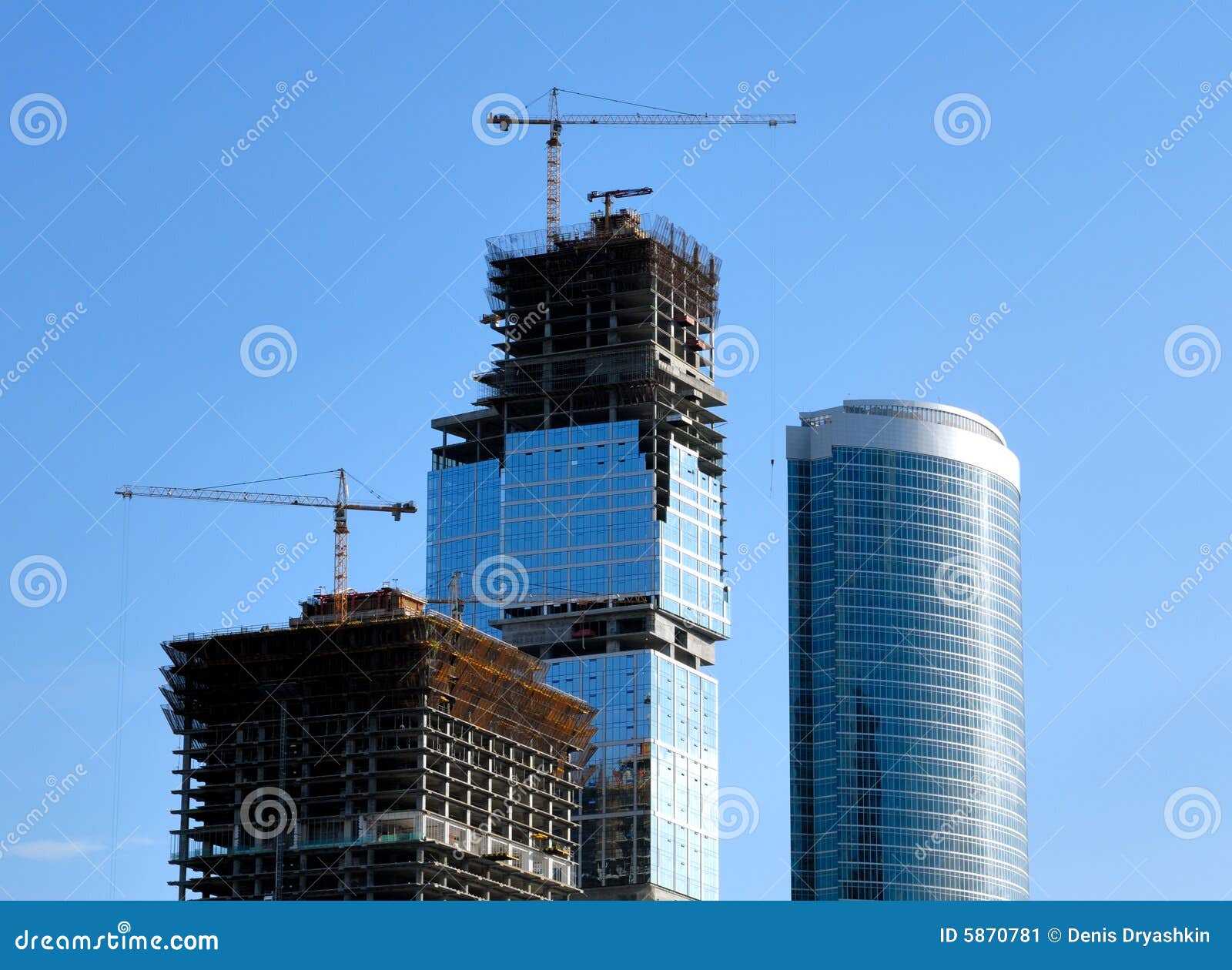 Construction of Skyscrapers. Stock Image - Image of blue, architecture ...
