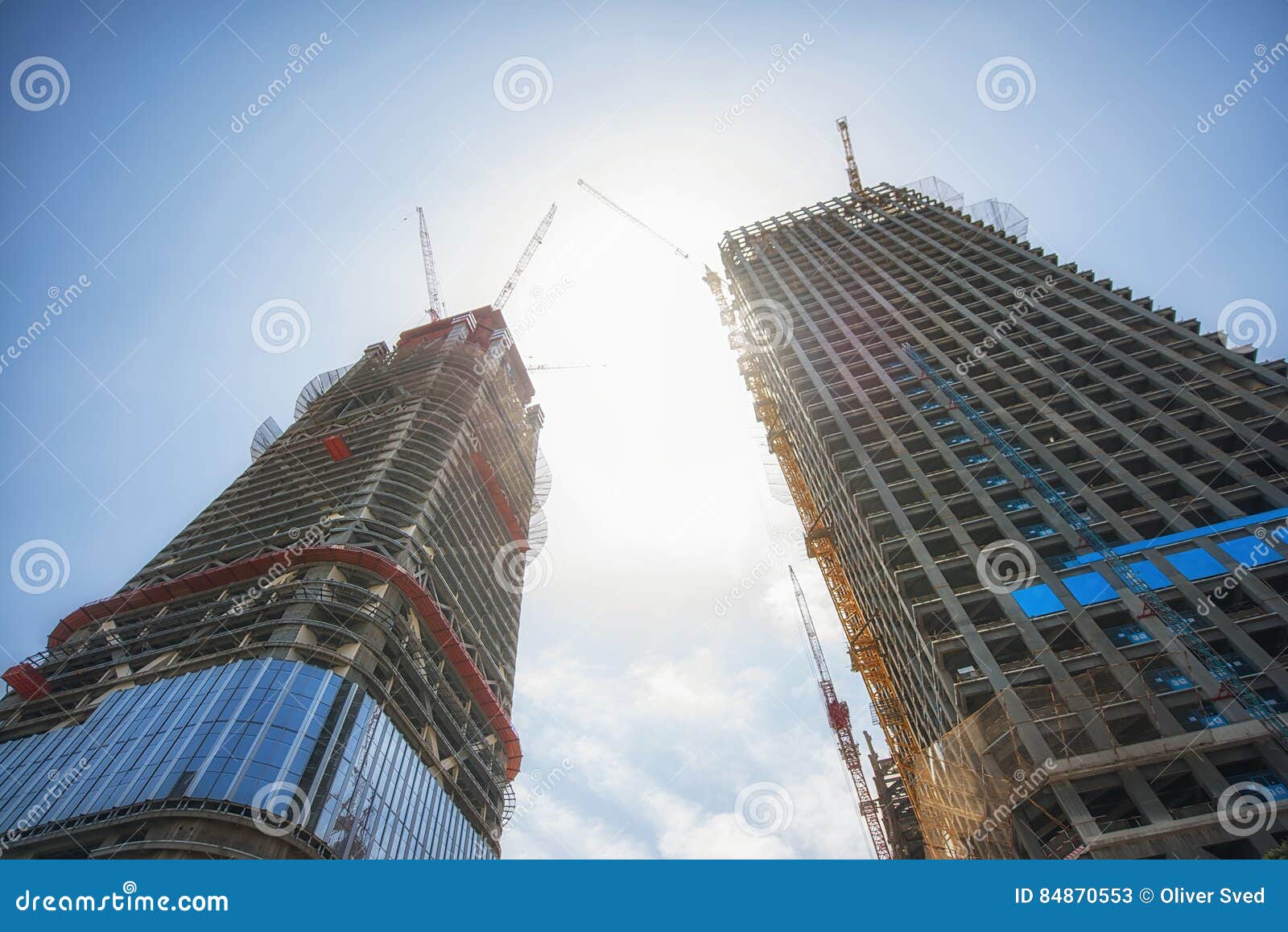 Construction of Skyscrapers Under Blue Sky Stock Image - Image of ...