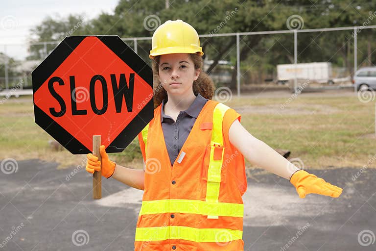 Construction Slow Sign stock image. Image of caution, driving - 1527965