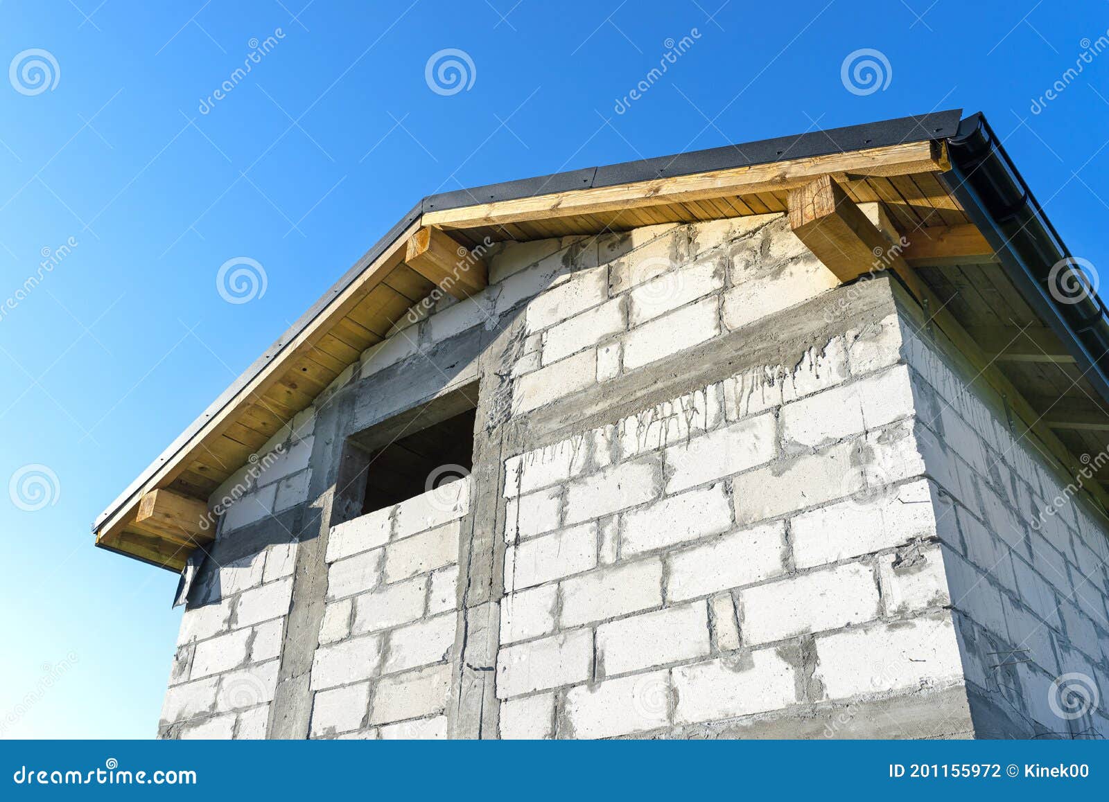 Small Gable At The Front Facade. Roof Covered With Red Tiles Royalty ...