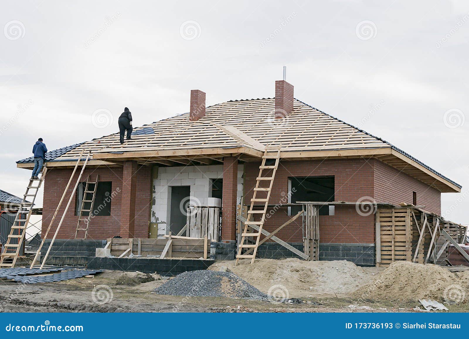 Construction of a Small Private House Stock Image - Image of building ...